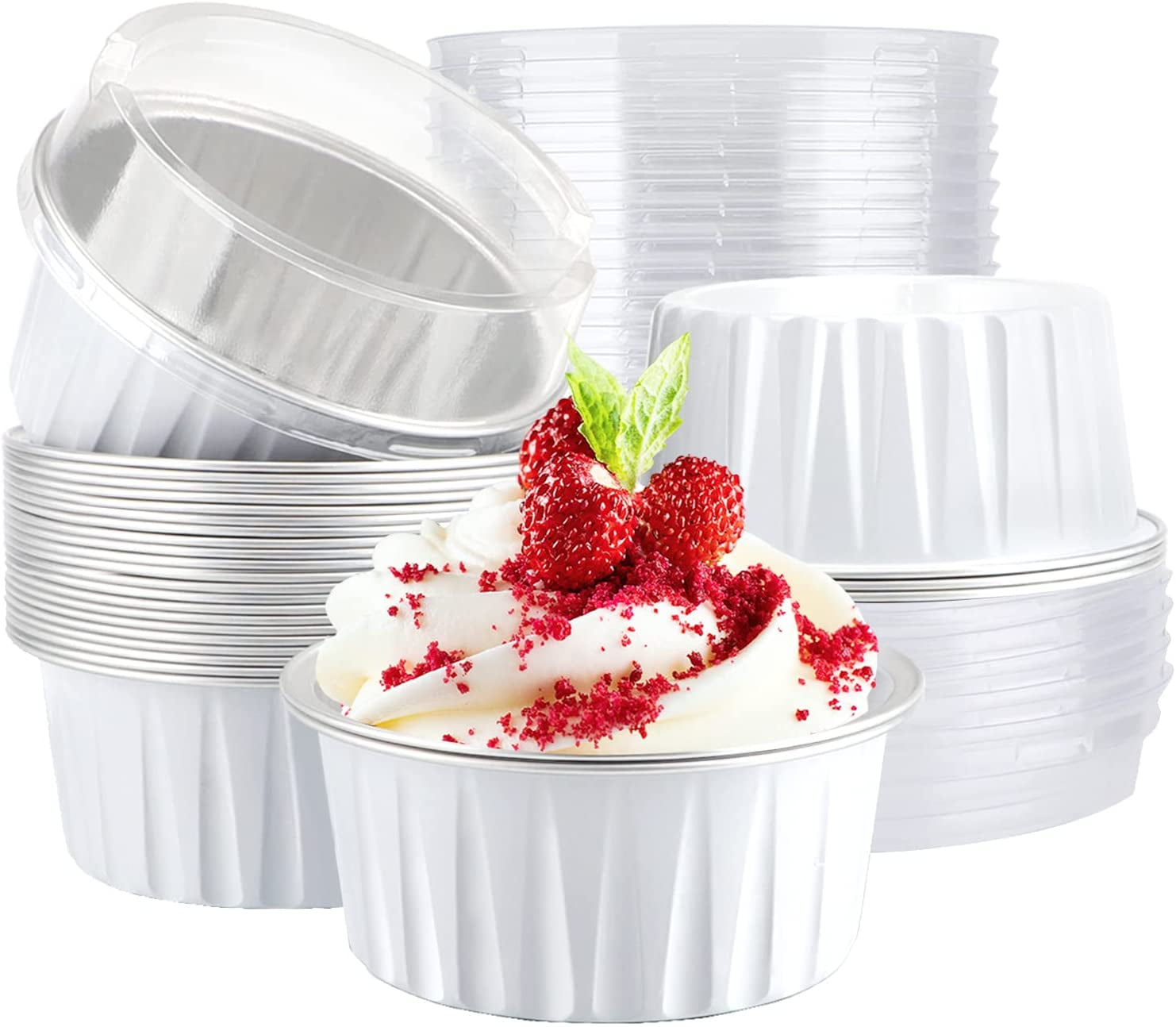 EUSOAR Ramekin Baking Cups, 30pcs 5oz Aluminum Foil Muffin Liners ...