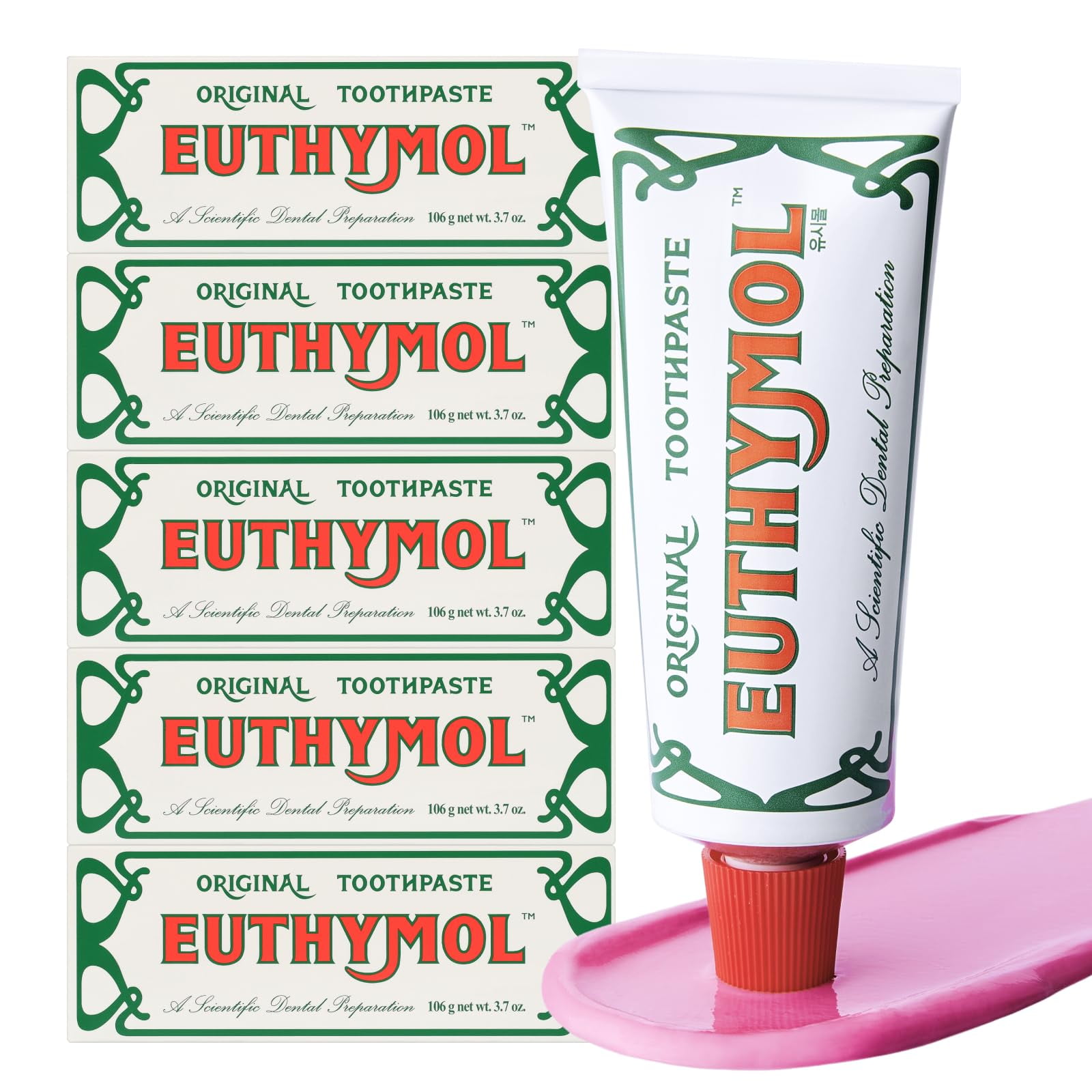 EUTHYMOL Original Toothpaste (3.7fl AIF9 oz*5, Pack of 5) - Fluoride ...