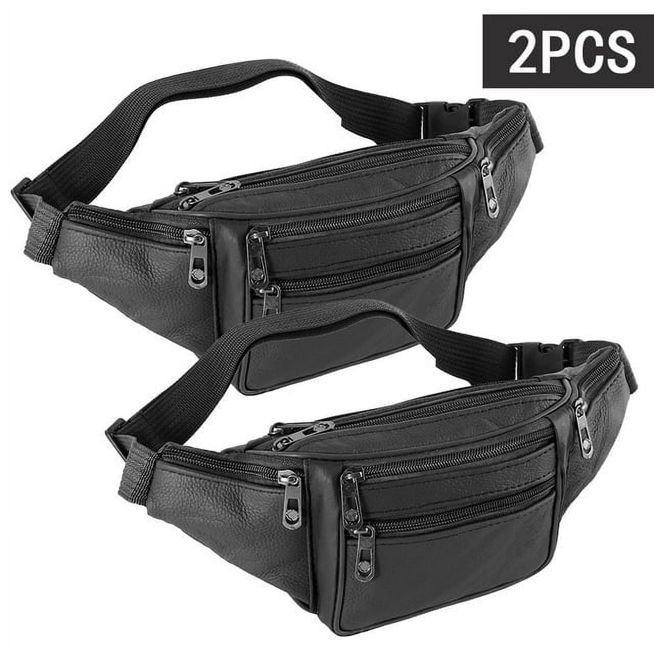 EUWBSSR 2Pcs Genuine Leather Waist Fanny Pack Belt Bag Pouch Travel Hip ...
