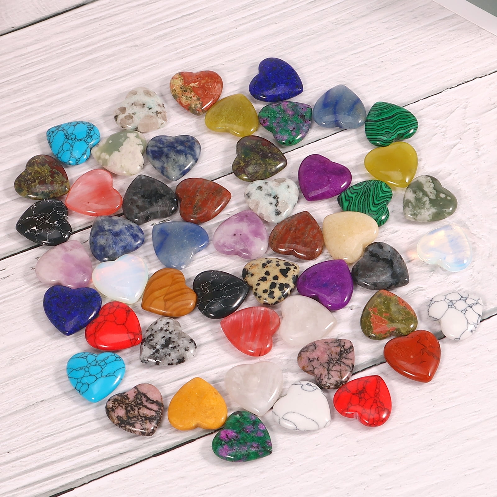 EUWBSSR 50Pcs Heart Shape Crystals, Natural Mini Worry Stones for ...