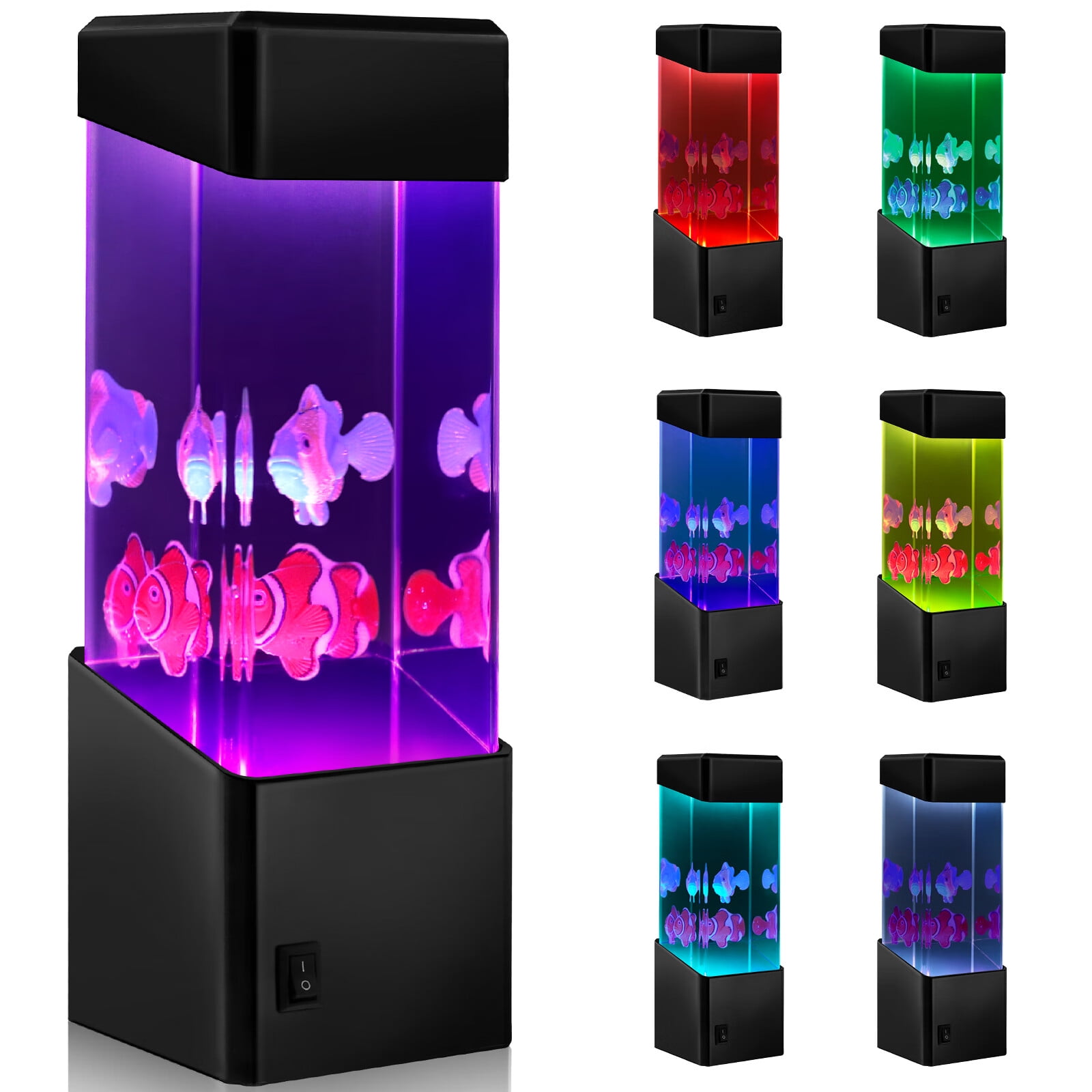 EUWBSSR Fish Lava Lamp USB/Battery Operated LED Fish Night Light Auto ...