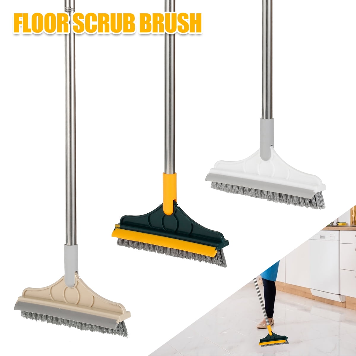 EUWBSSR Floor Scrub Brush with V-Shaped Bristles, Grout Brush with Long ...