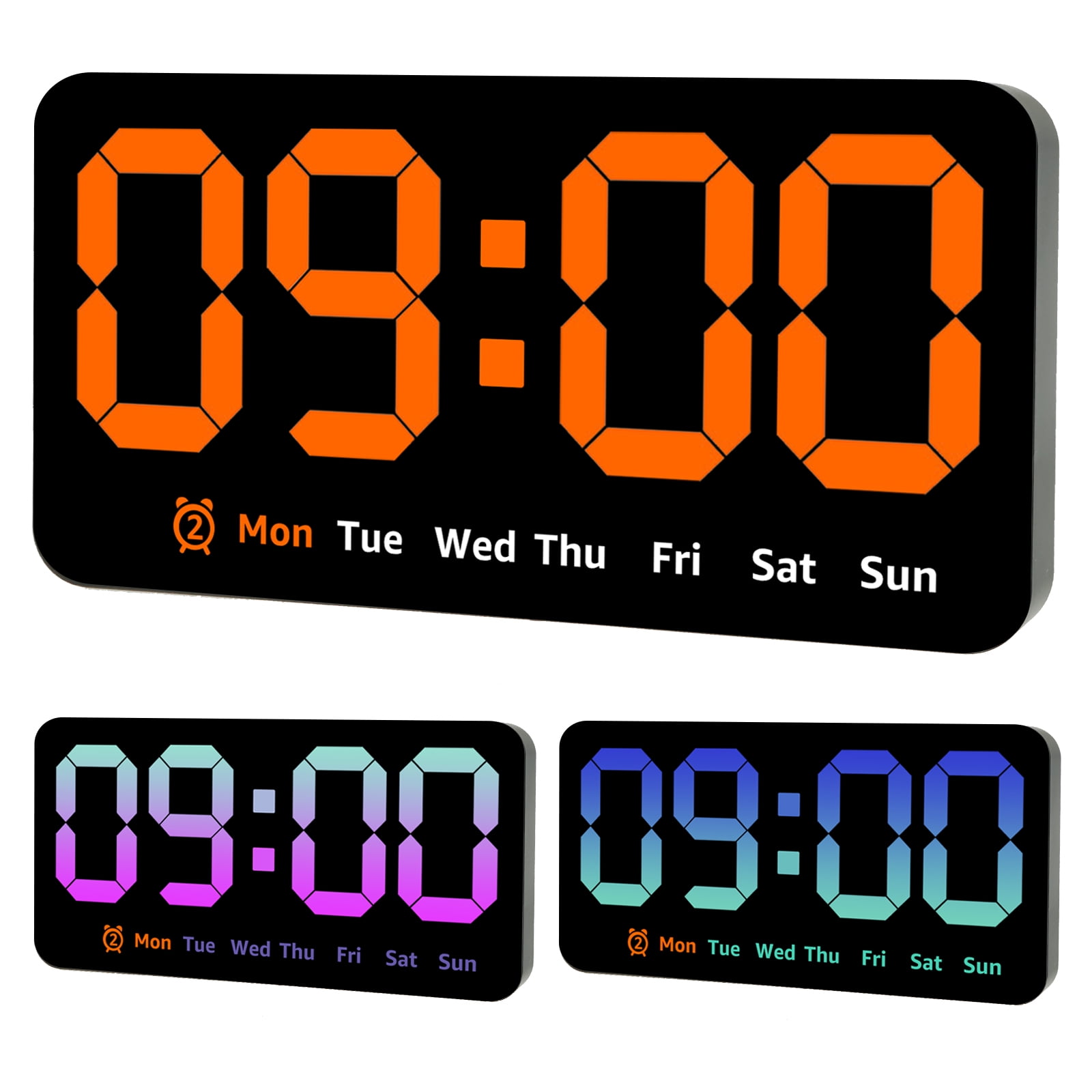 EUWBSSR Large Digital Wall Clock 8.5 In Large Display LED Alarm Clock ...