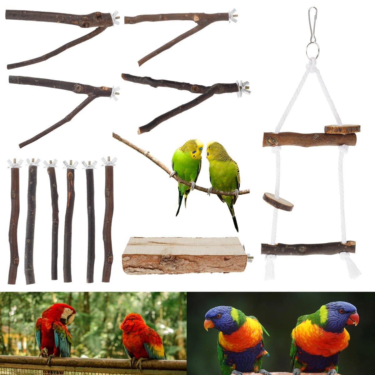 EUWBSSR Bird Perches, Wooden Standing Stick, Climbing Platform, Paw ...