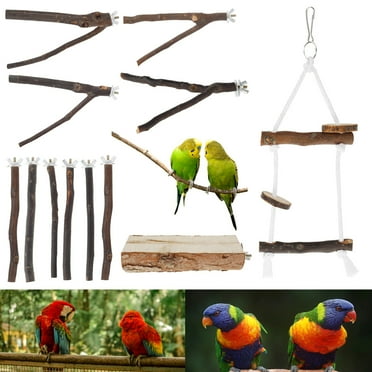 Bird Perches, 6pcs Natural Wood Birds Stand Branch, Bird Perch Chewing ...