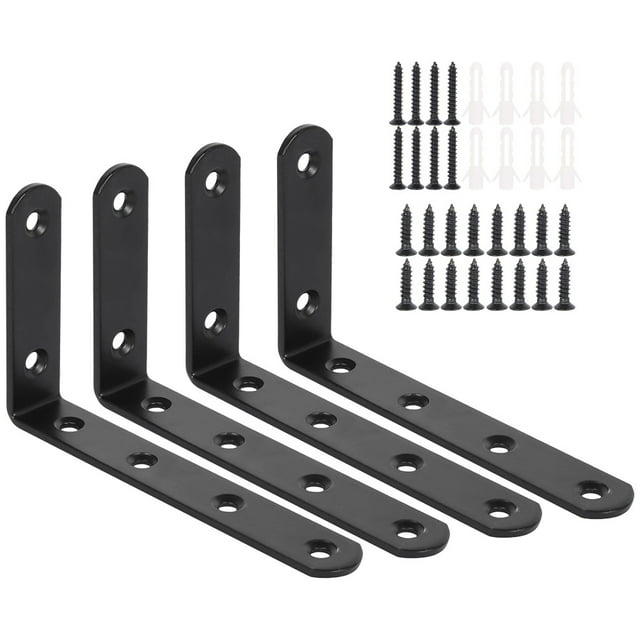 4Pcs Heavy-Duty Metal Braces, Cast-Iron Wall Mounted L Shaped Shelf ...