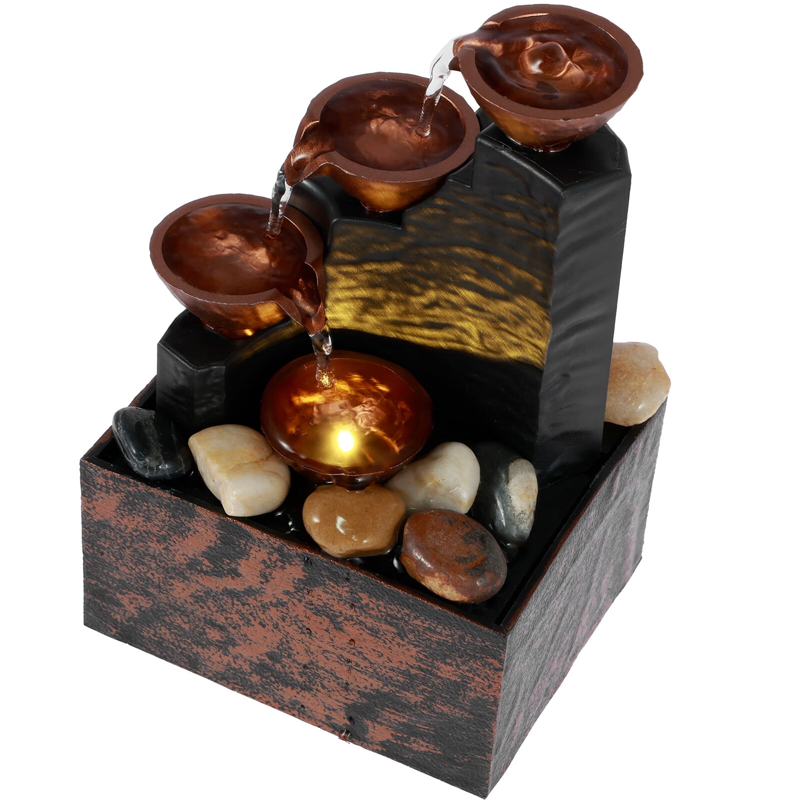 EUWBSSR Water Fountain,Tabletop Fountain with Light and Pebble ...
