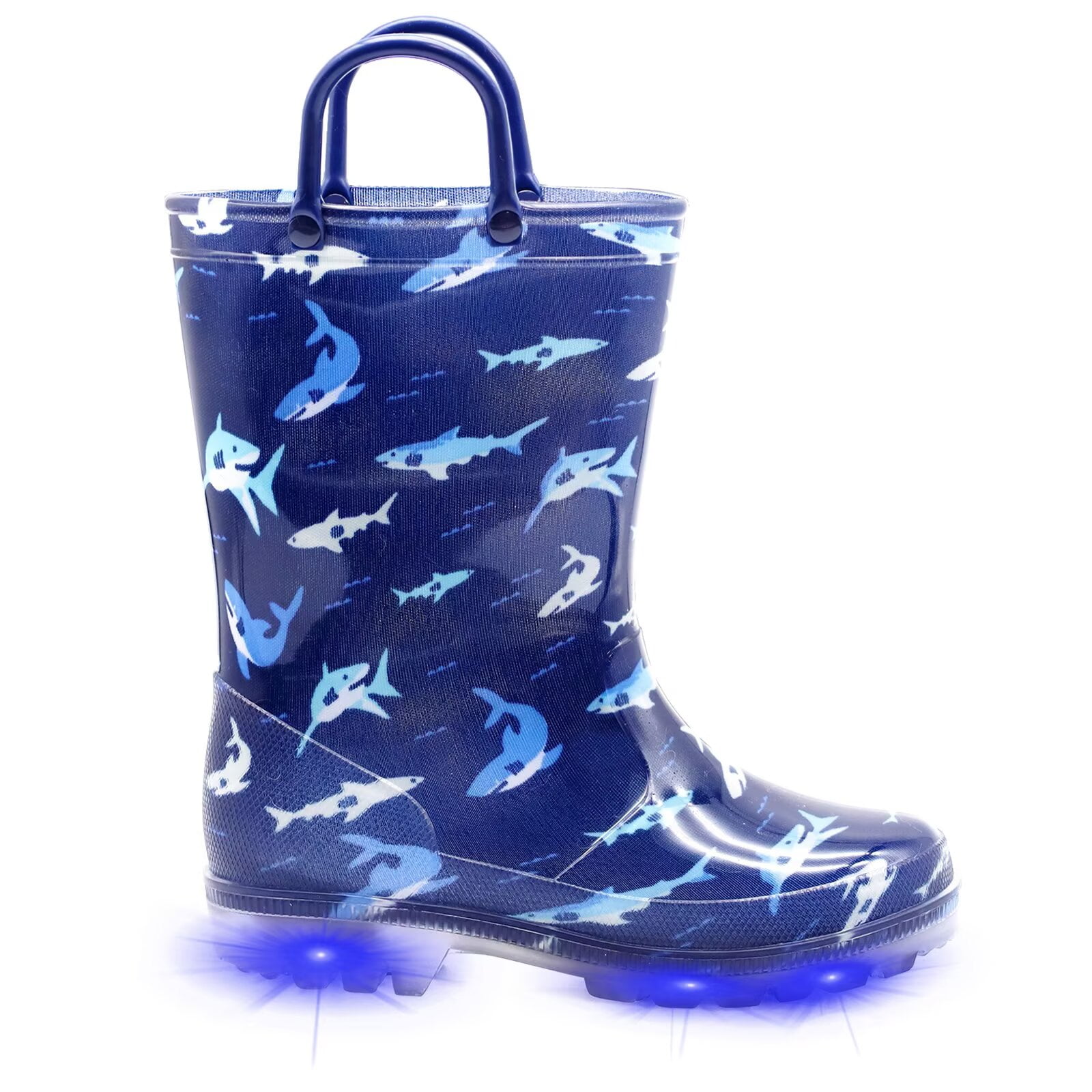 EUXTERPA Toddler Kids Light-Up Rain Boots, Waterproof, Size 11, Shark ...