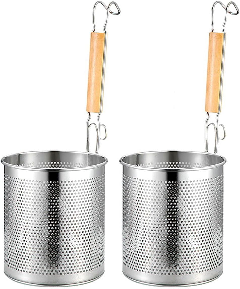 EUZODNAK 2 Pieces Pasta Strainer, Stainless Steel Mesh Spider Strainer ...