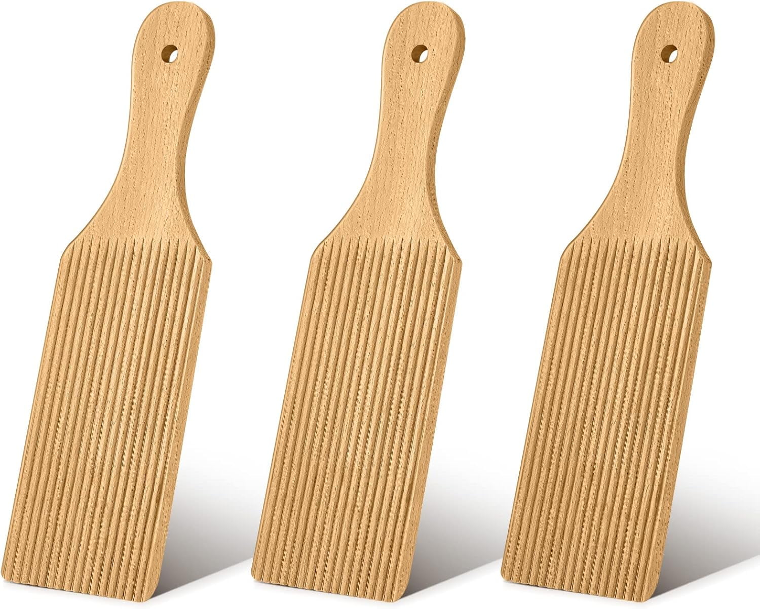 EUZODNAK 3 Pcs Gnocchi Boards and Wooden Butter Paddles for Rolling ...