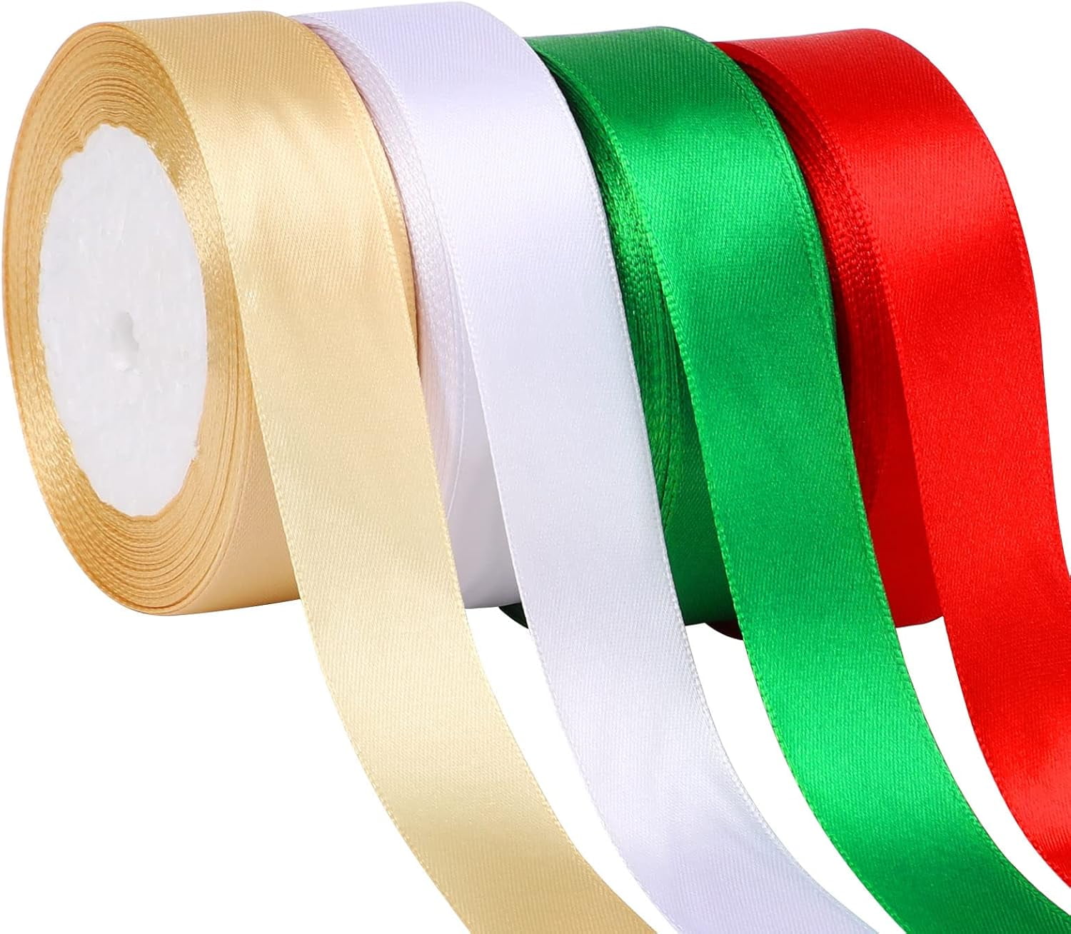 EUZODNAK 4 Rolls 100 Yards Christmas Ribbons 1Inch Wide Holiday Satin ...