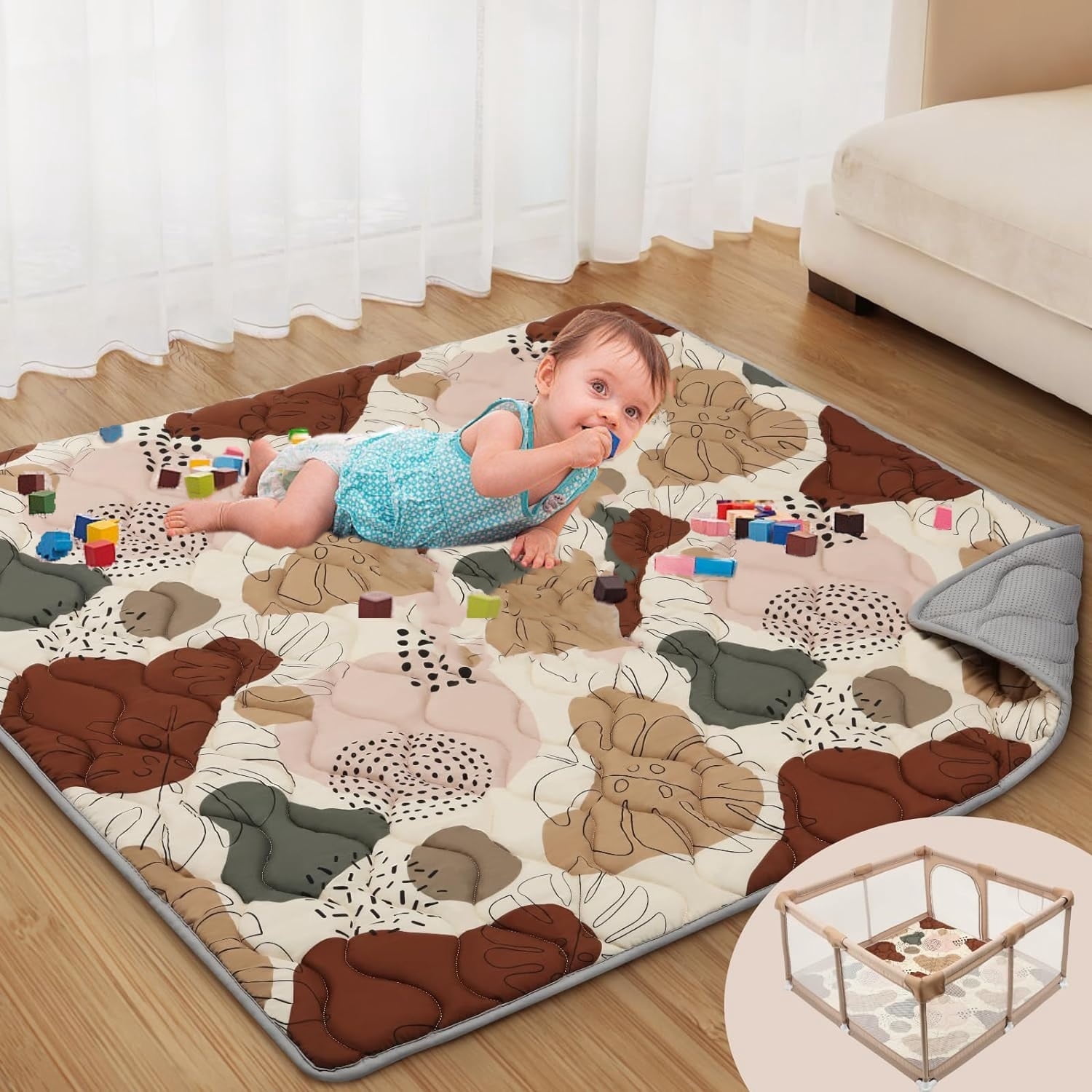 EUZODNAK Diary Baby Play Mats for Floor, 50x50 Play Mat for Playpen ...