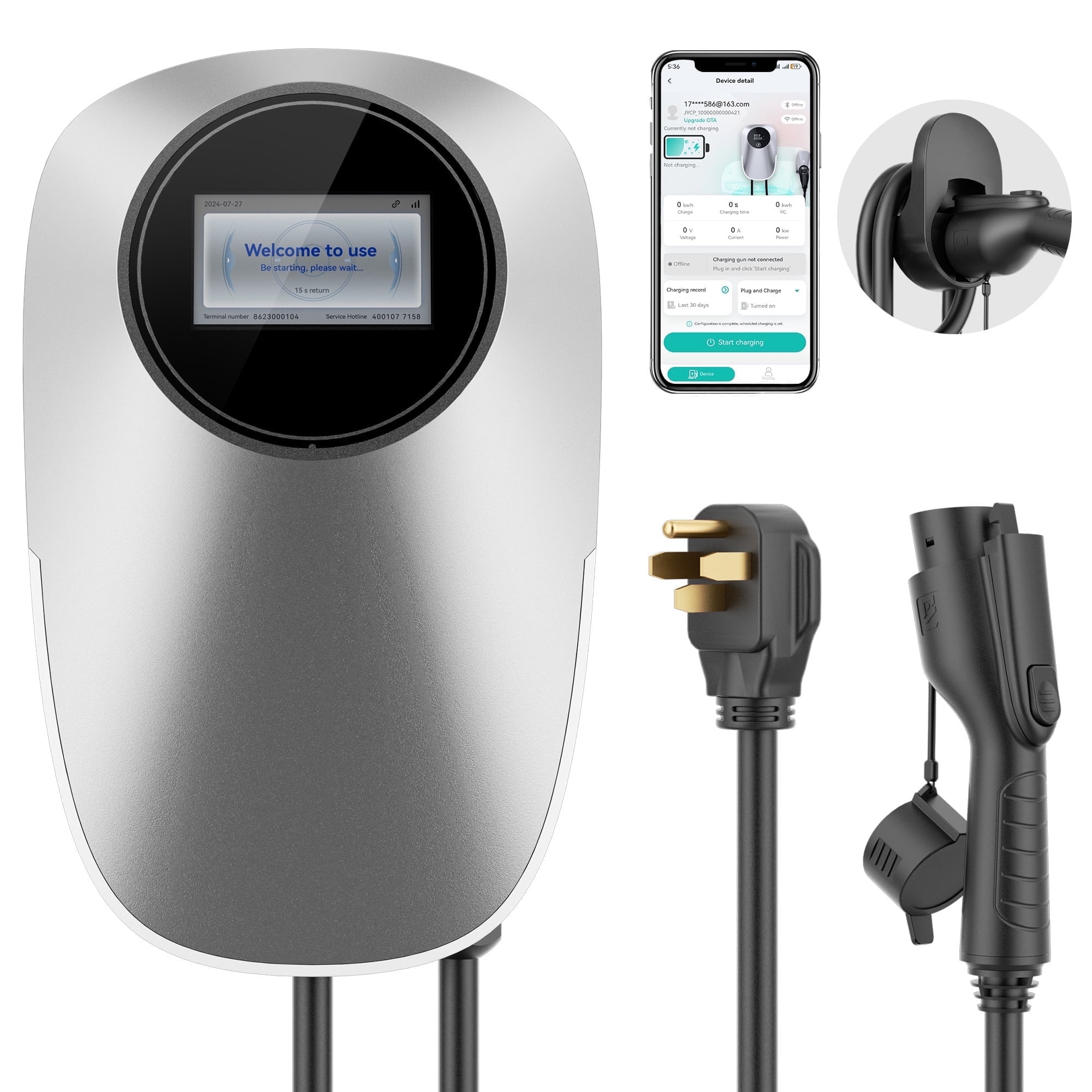 Level 2 EV Charger with 48A 240V 10.6KW, NEMA 14-50 Plug Electric ...