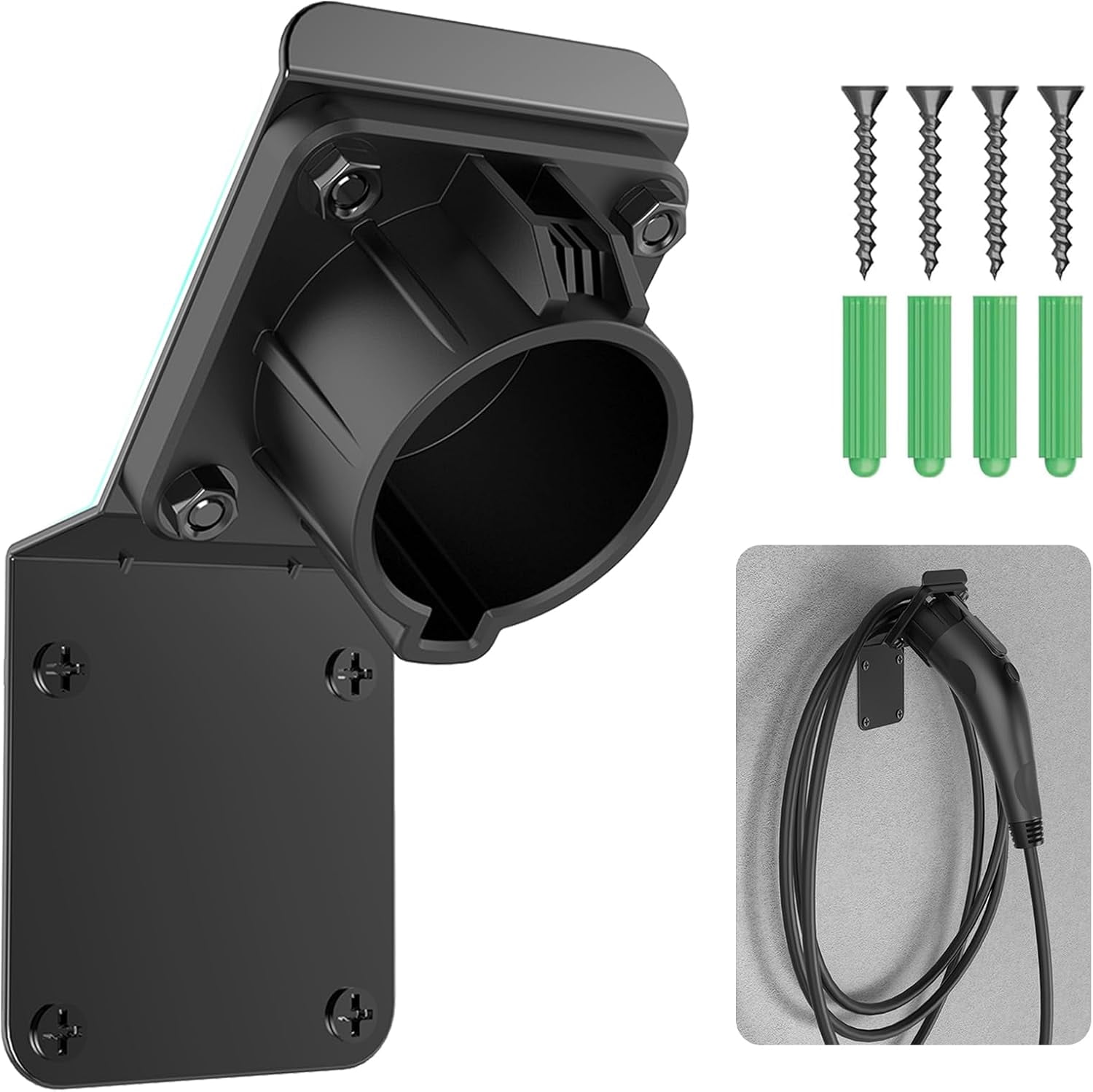 EV Charger Holder for SAE J1772 - Heavy Duty Wall Mount Bracket with ...