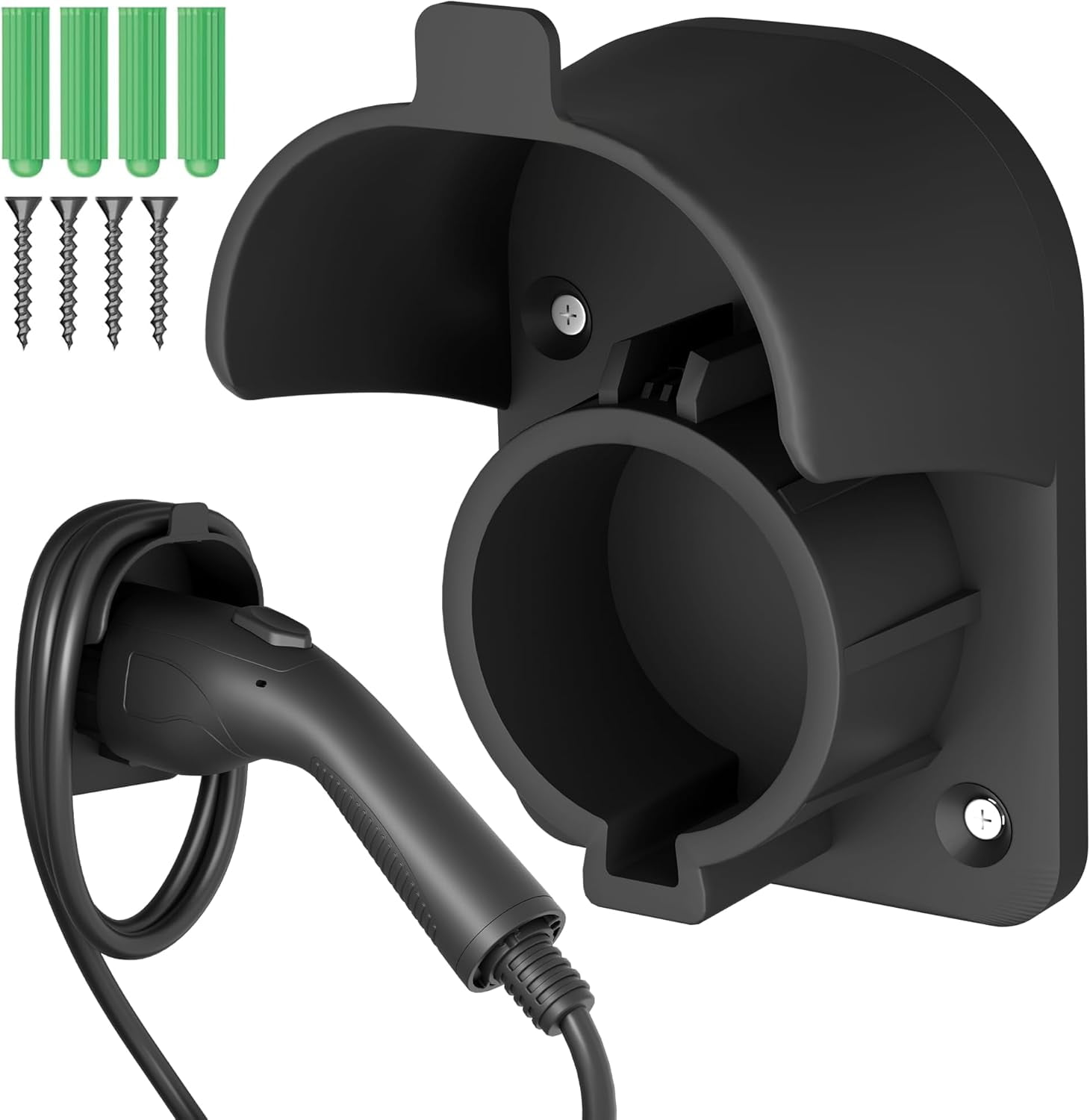 EV Charger Holder for SAE J1772, Wall-Mount Electric Vehicle Connector ...