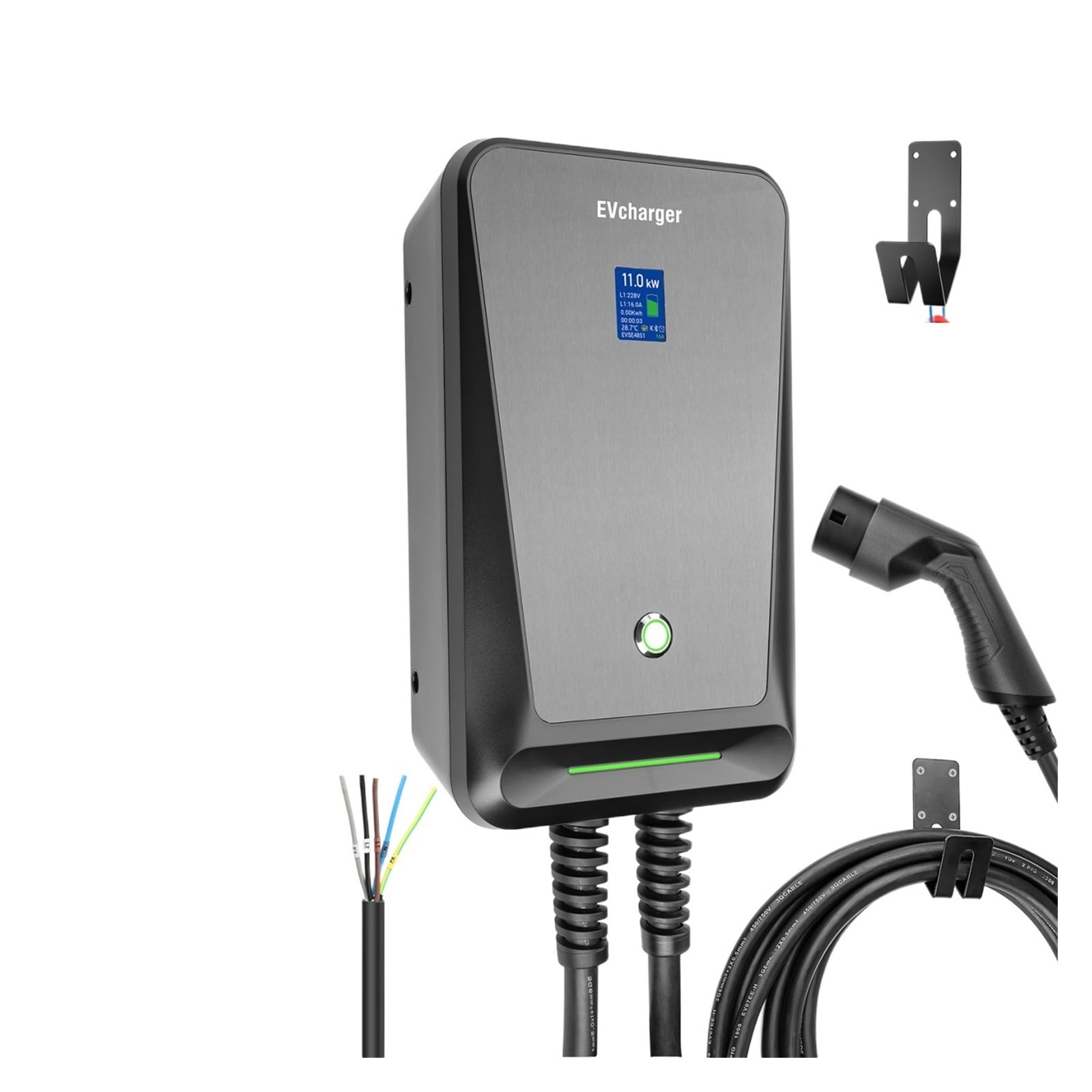 EV Charger Type 2 16A 3 Phase EVSE Wall box Electric Car Charging Station with 6.1M Cable 11KW ...