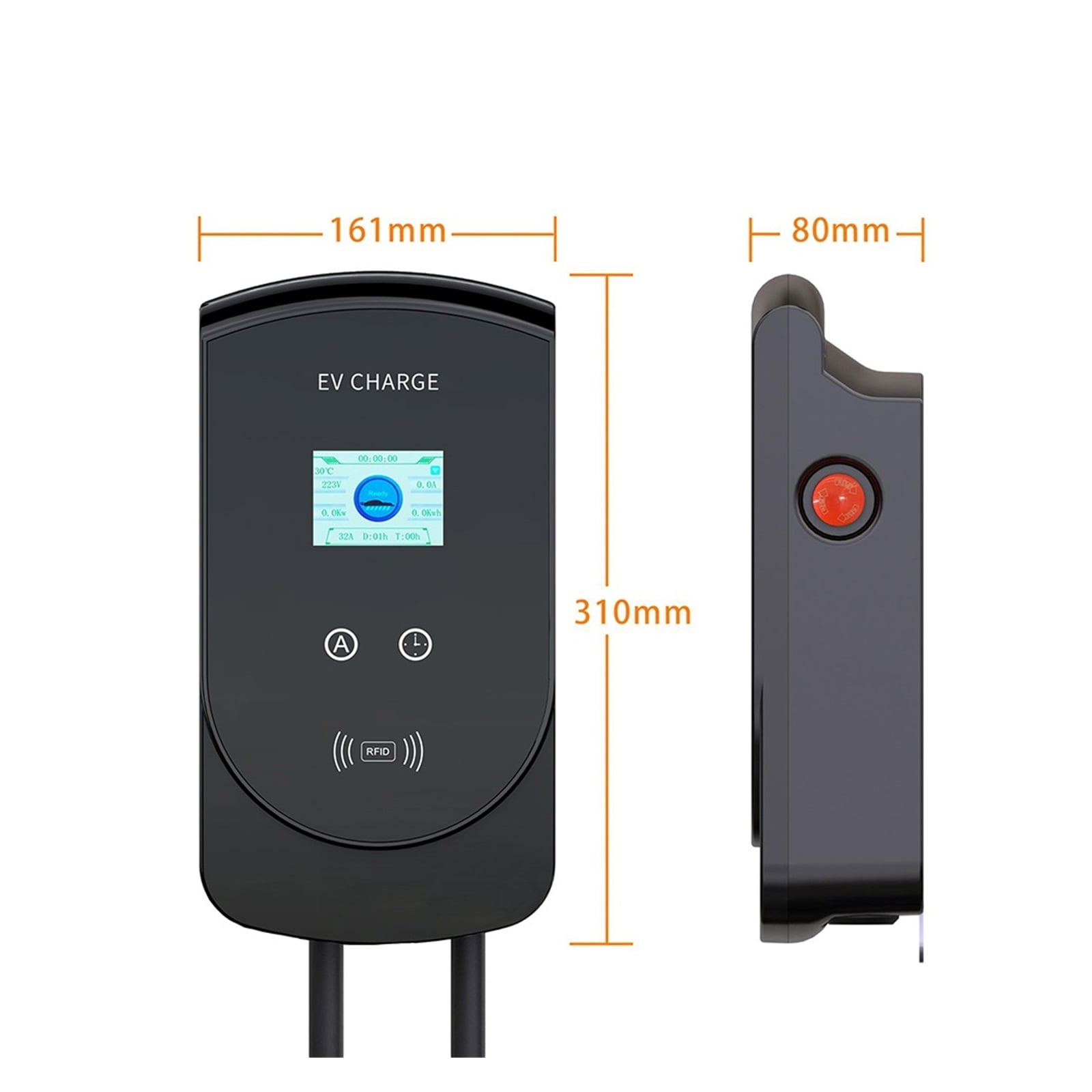 EV Charger Type2 62196-2 7.6KW 32A 1Phase With App Version Wall Box Charging Station 5m Cable ...