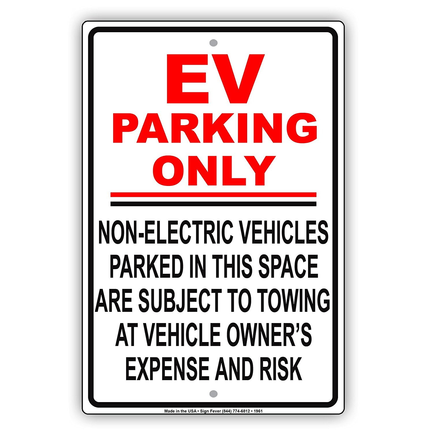 EV Parking Only Non-Electric Vehicles Parked In This Space Are ...