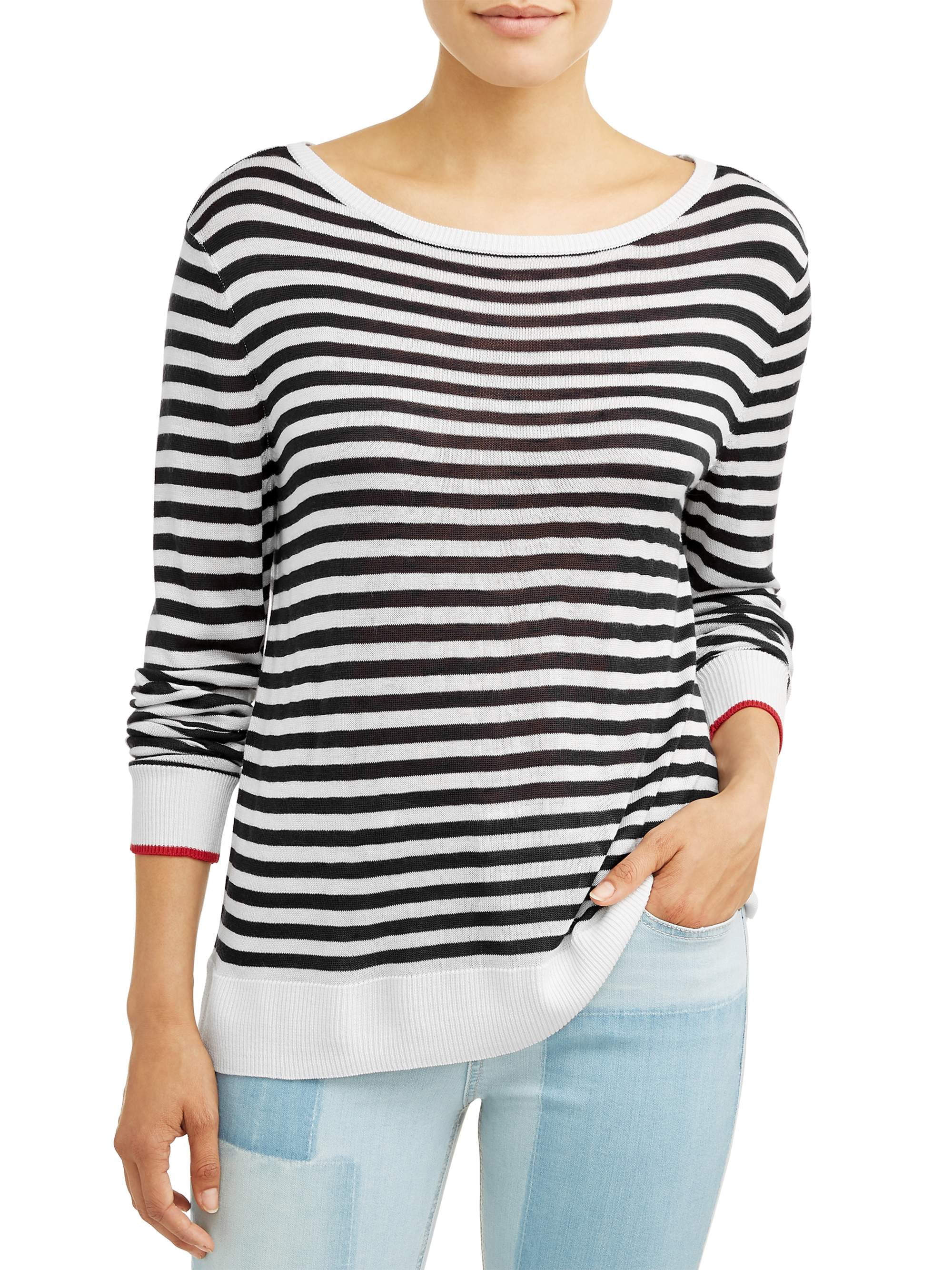EV1 from Ellen DeGeneres Boat Neck Striped Sweater Women's - Walmart.com
