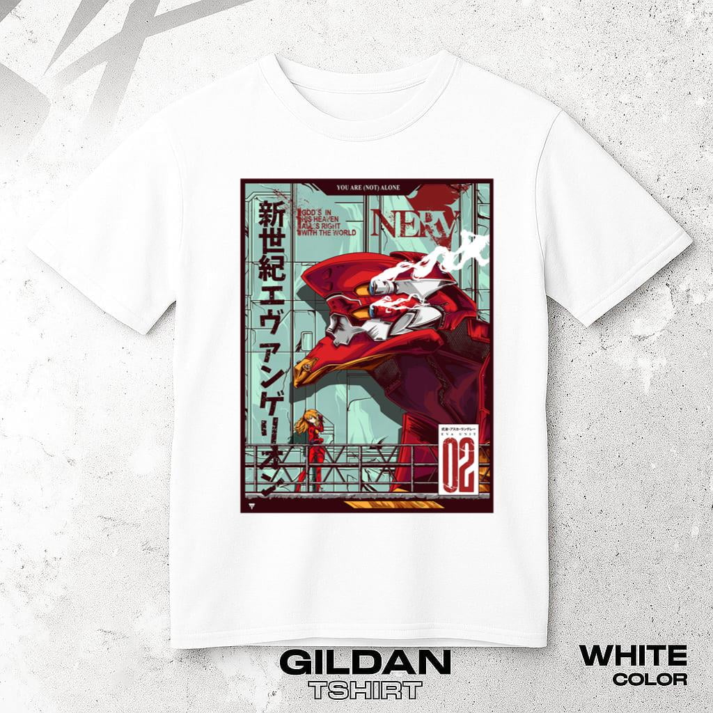 EVA 02 Funny Evangelion Inspired Retro Mecha Anime Asuka Unisex T-Shirt ...