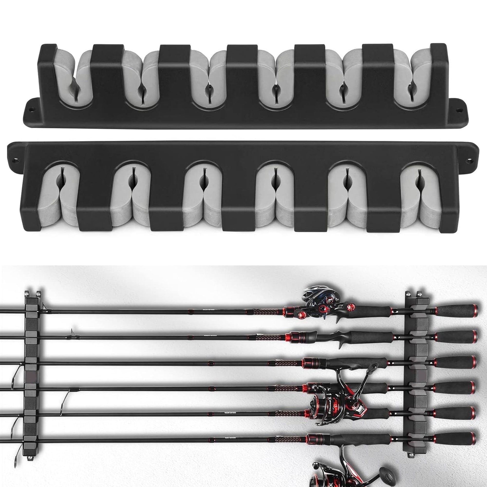 EEEkit EVA Fishing Rod Holder, 6-Rod Vertical/Horizontal Storage ...