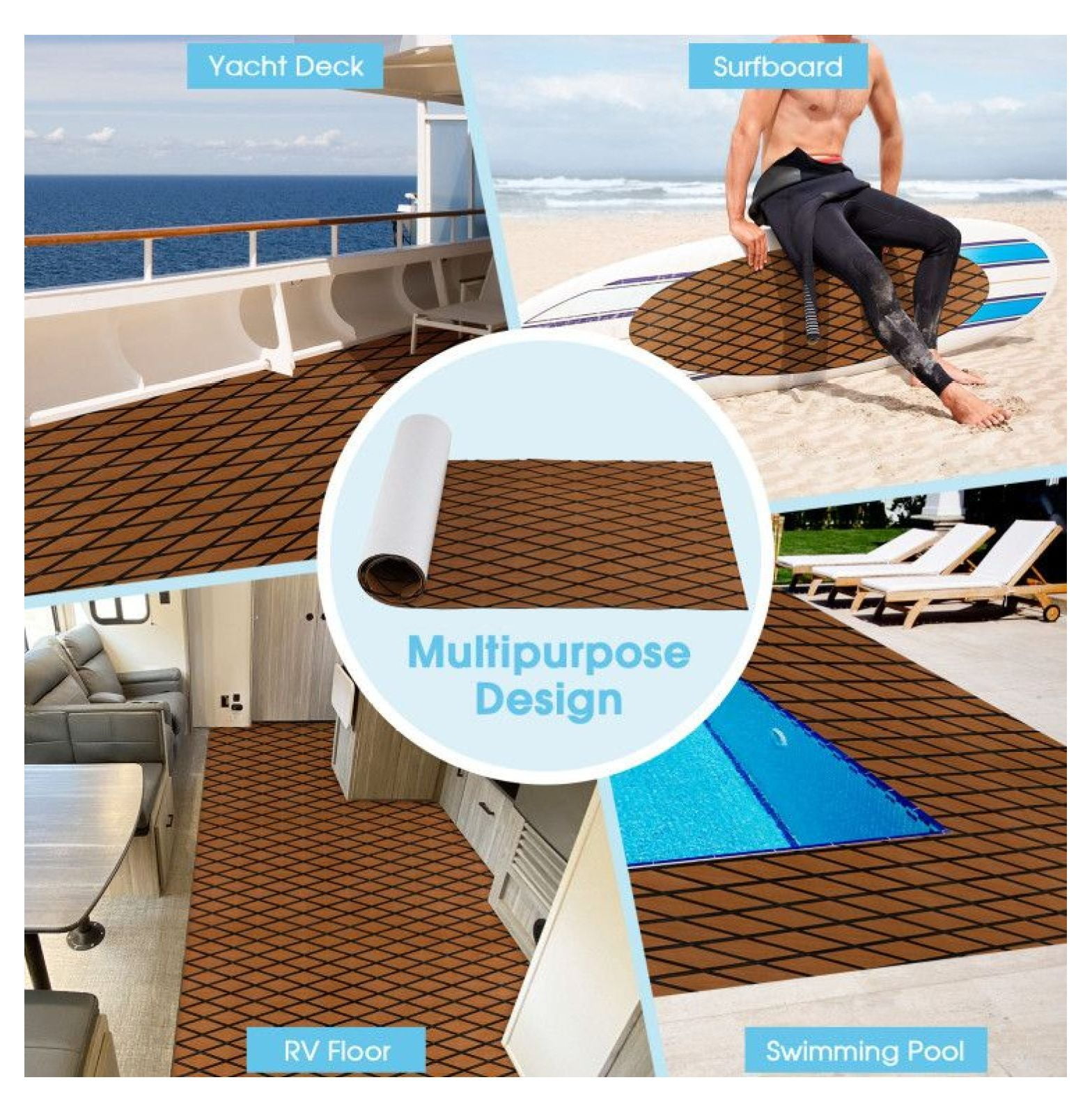EVA Foam Boat Decking Sheet with Diamond Pattern - 75" x 28" Marine ...