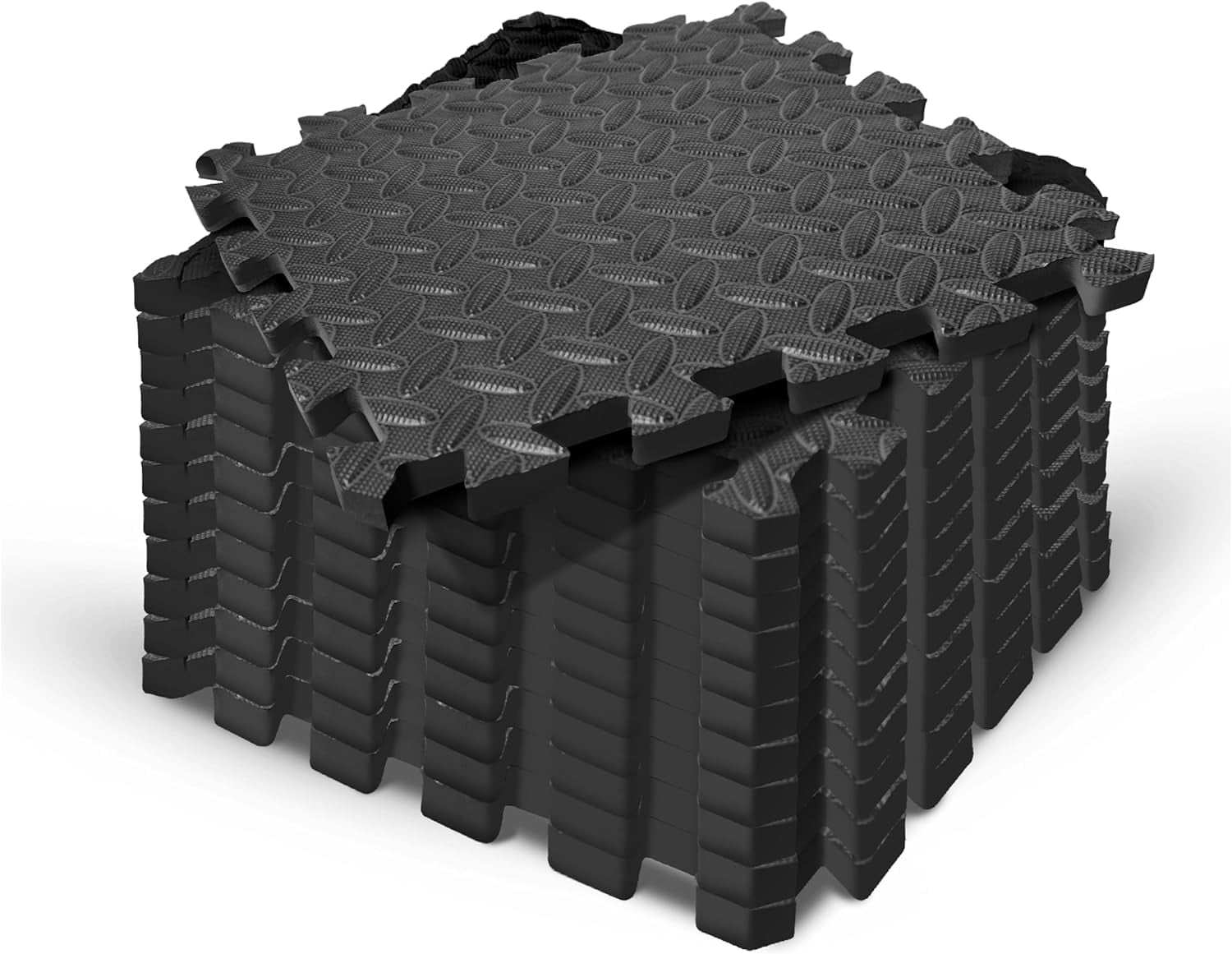 EVA Foam Interlocking Mats - Black - 3/4" Thick, 12 Square Feet ...