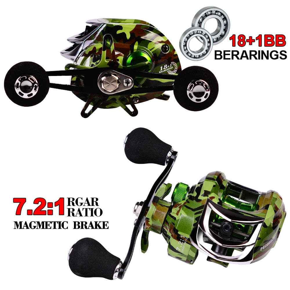EVA Handle 7.2:1 Gear Ratio Baitcasting Reel 10KG Max Drag 18+1 Ball ...
