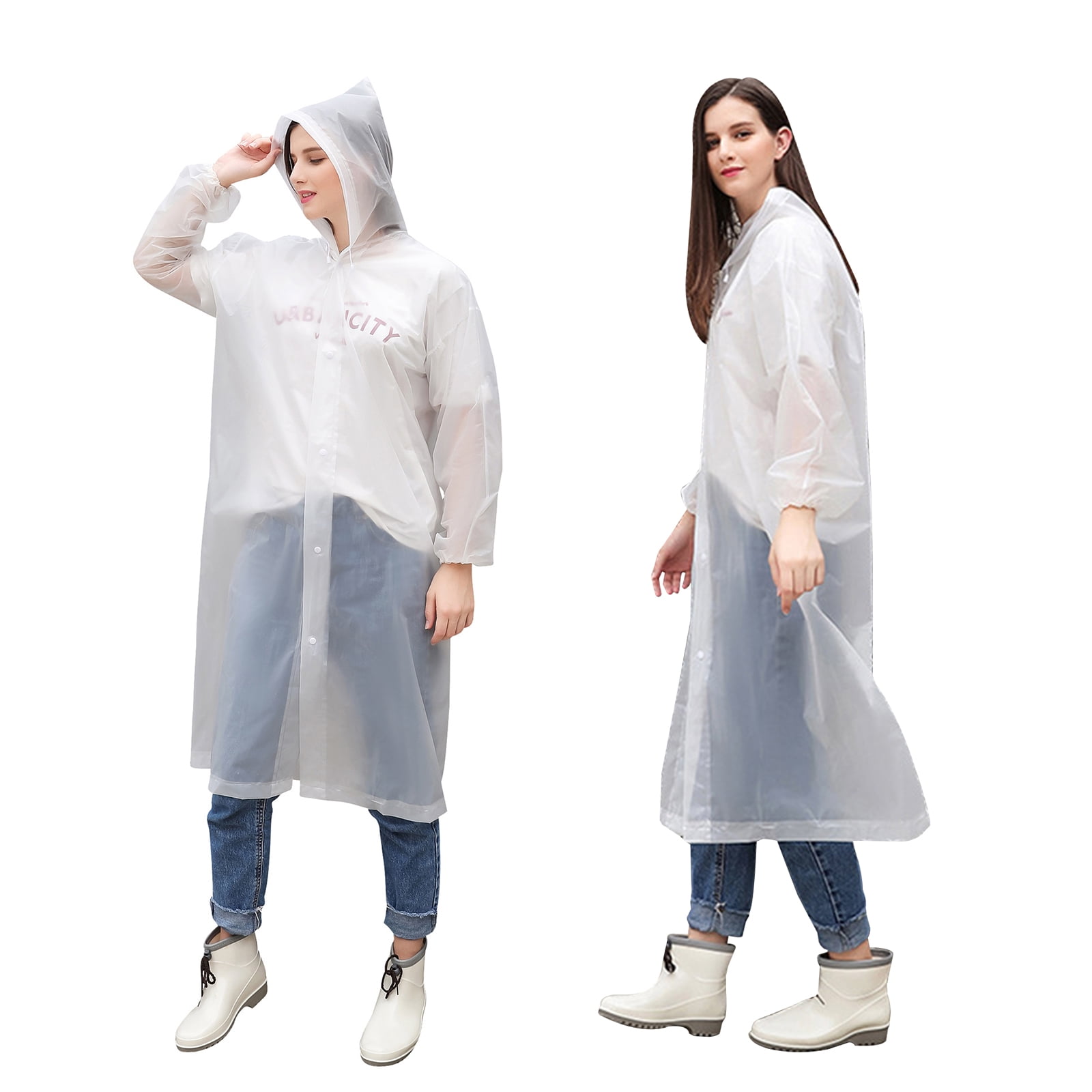 EVA Rain Cape Rain Ponchos Reusable EVA Clear Raincoat with Hood for ...