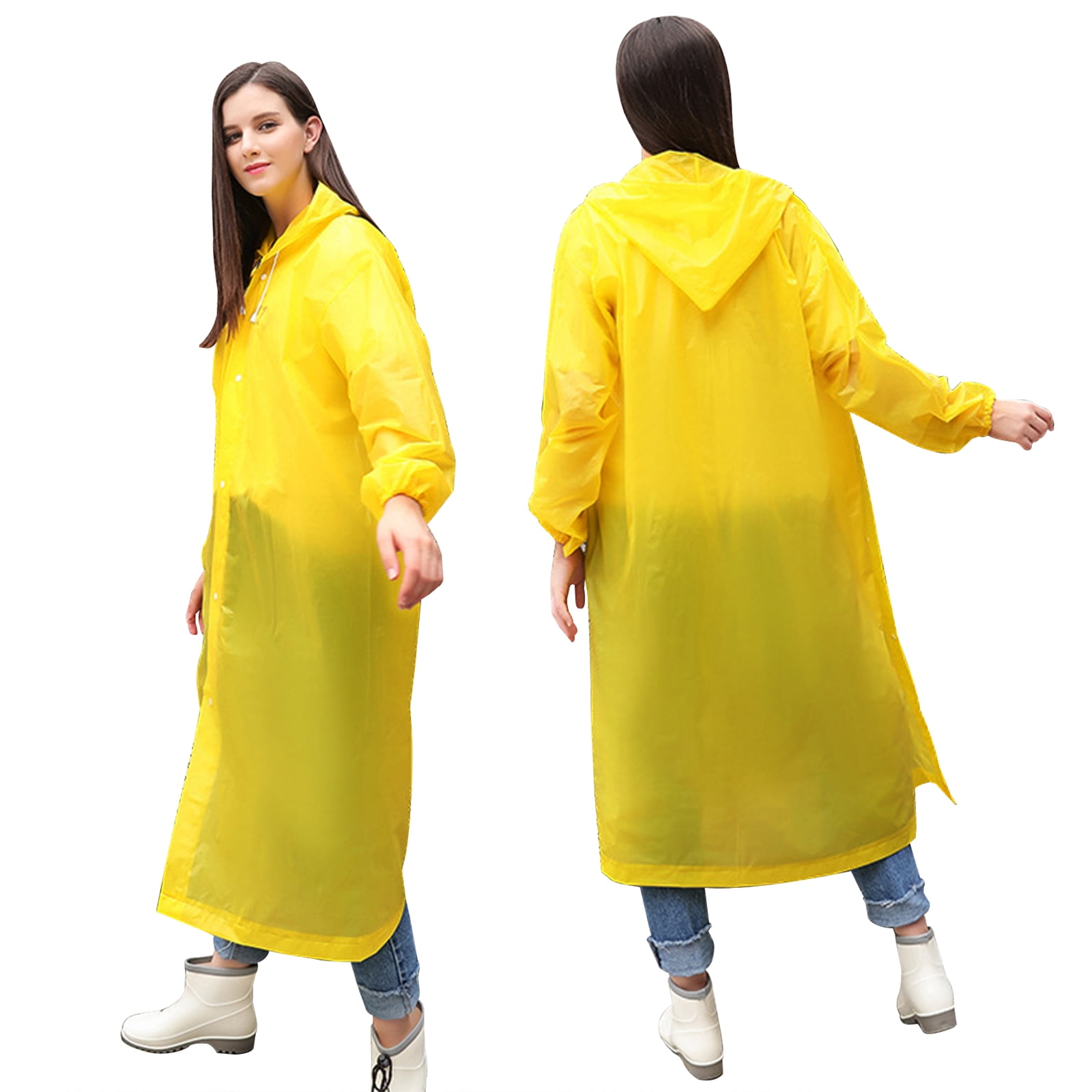 EVA Rain Cape Rain Ponchos Reusable EVA Clear Raincoat with Hood for ...