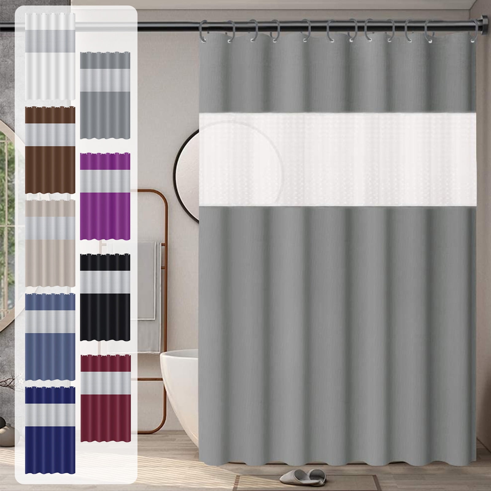 EVA Shower Curtain Waterproof 180x180cm | Thickened No-Punch Install w ...