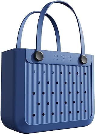 EVA Waterproof Beach Tote Bag, Large Washable Rubber Travel Handbags for Sports Travel Outdoor ...