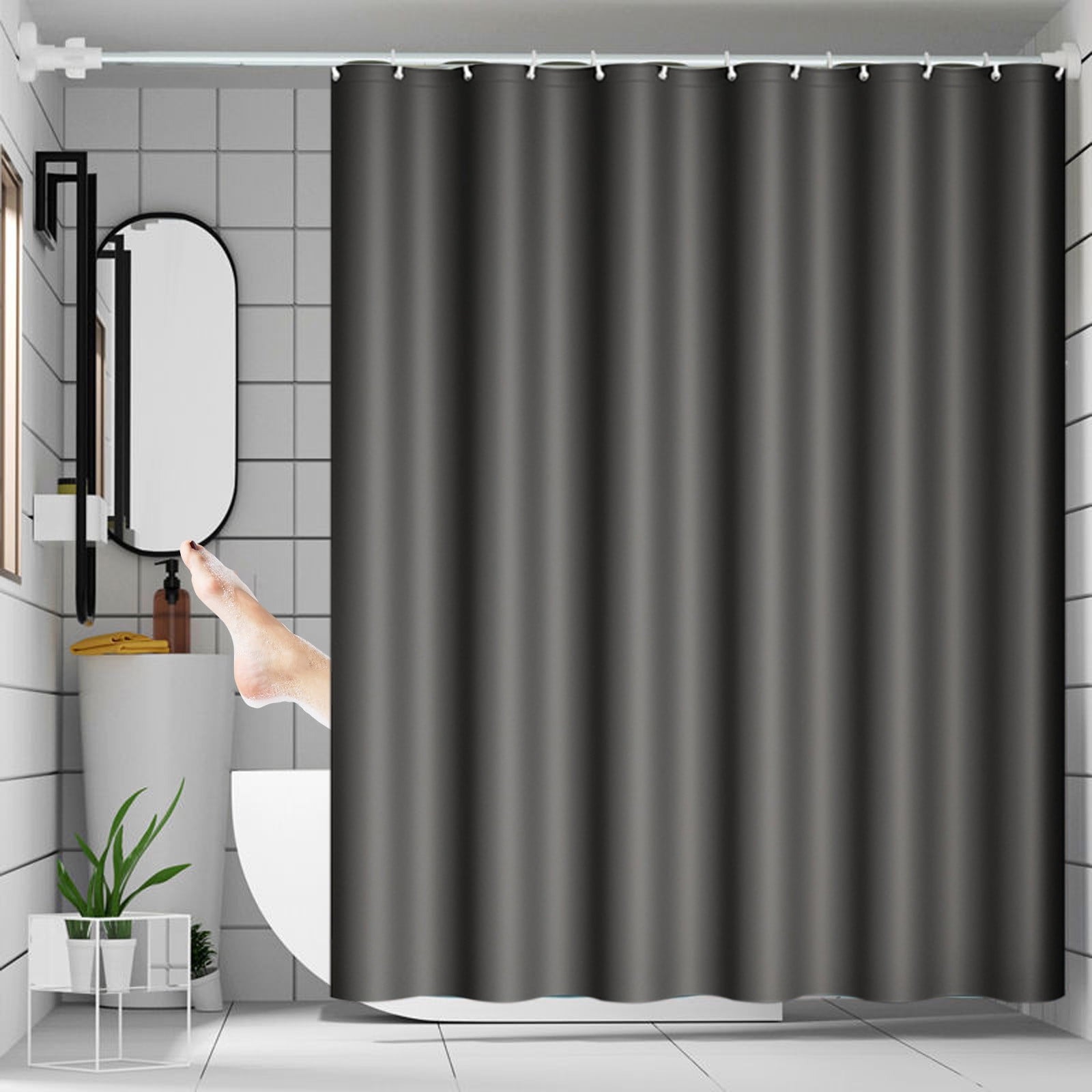 EVA Waterproof Shower Curtain | No-Hole Design with Hooks | 180x120cm ...
