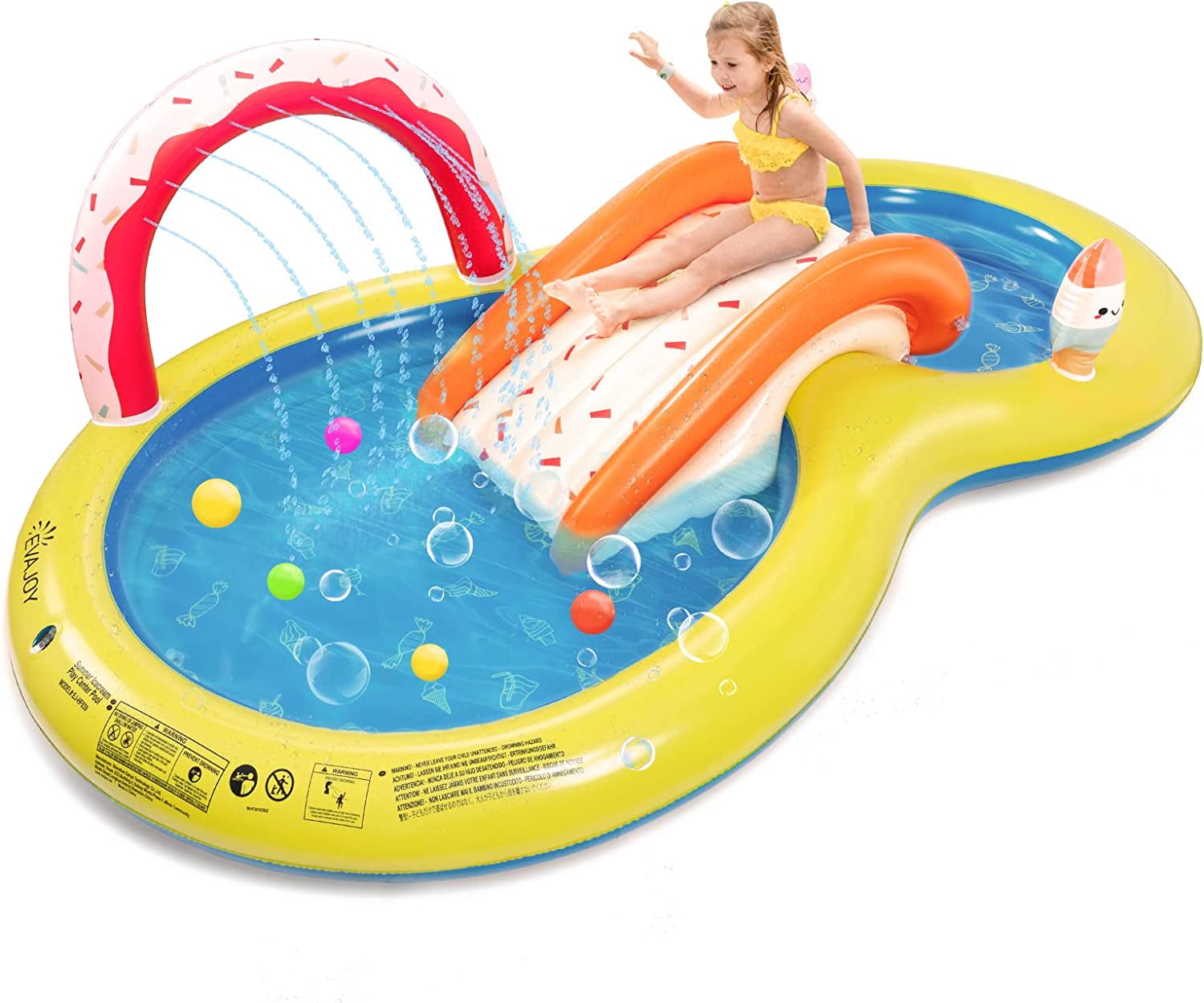 EVAJOY Inflatable Kiddie Pool, 101” x 57” x 24” Play Center with ...