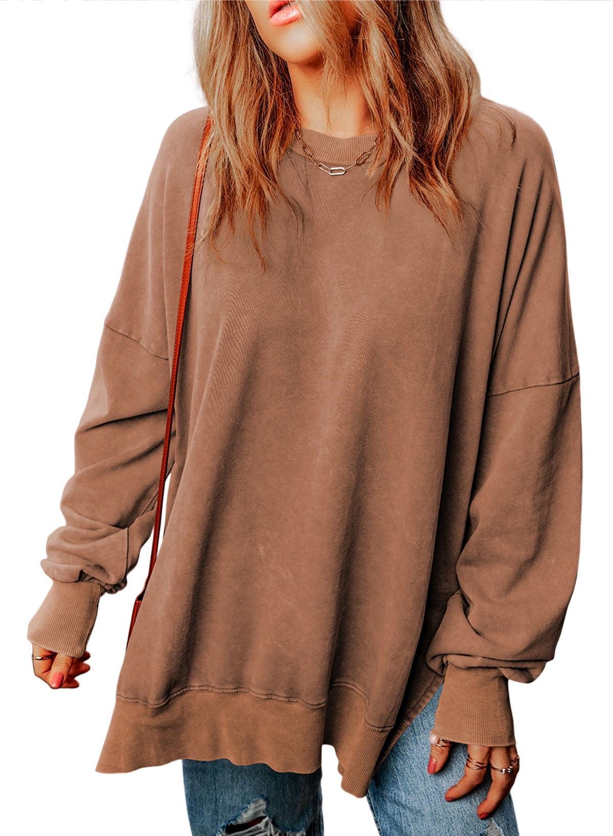 EVALESS Plus Size Sweatshirts for Women Casual Long Sleeve Crew Neck ...