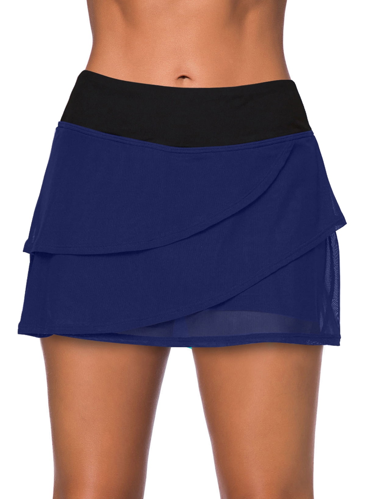 EVALESS Swim Bottoms for Women High Waistband Layered Swim Skirt ...