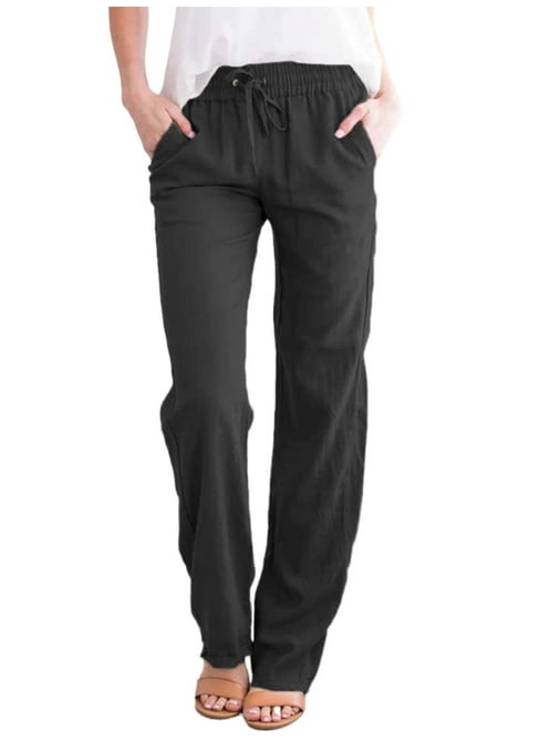 Zpanxa Mens Linen Pants Plus Size Casual Beach Pants Elastic Waist