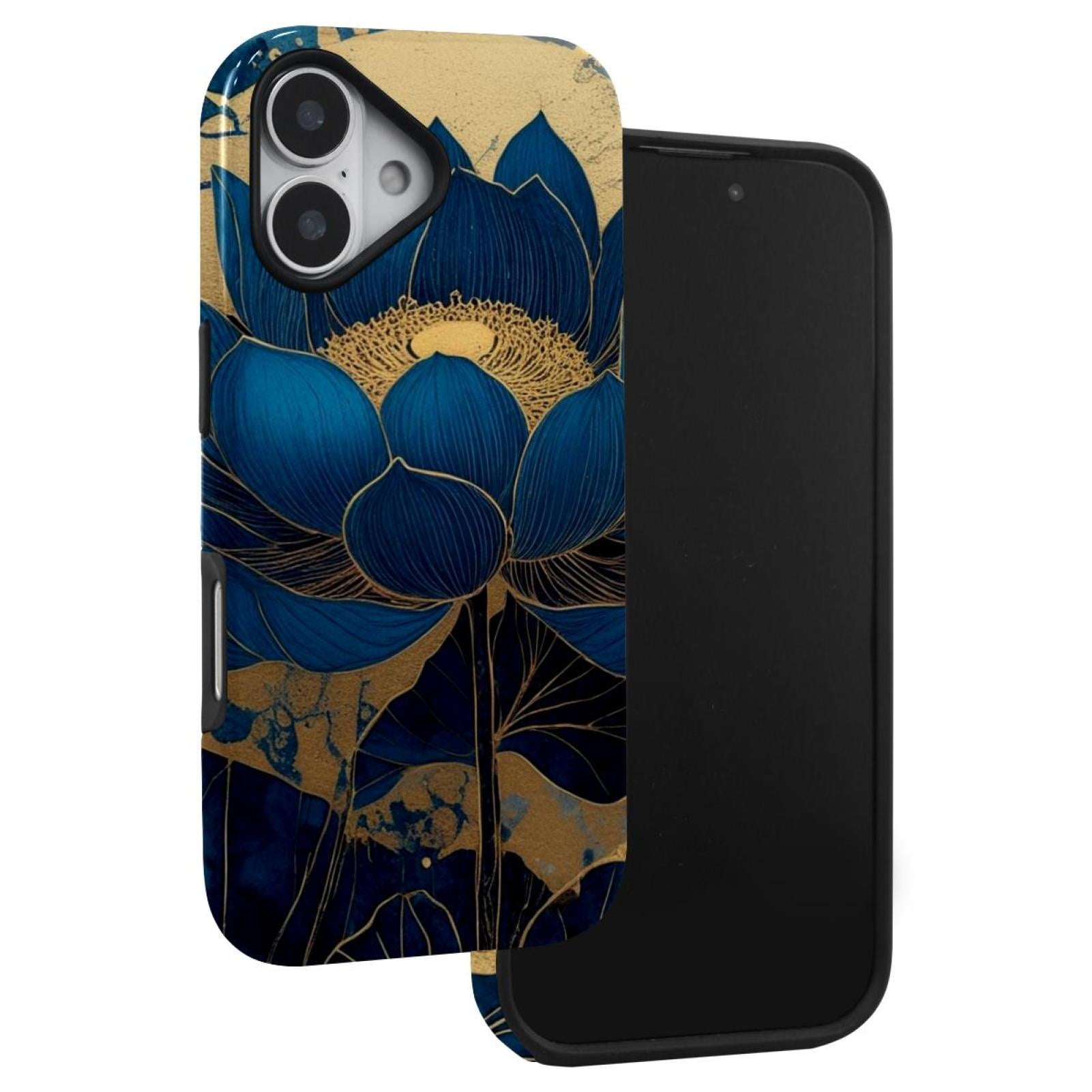 EVANLinism Ink Blue Gold Edged Water Lily phone case for Iphone 17 ...