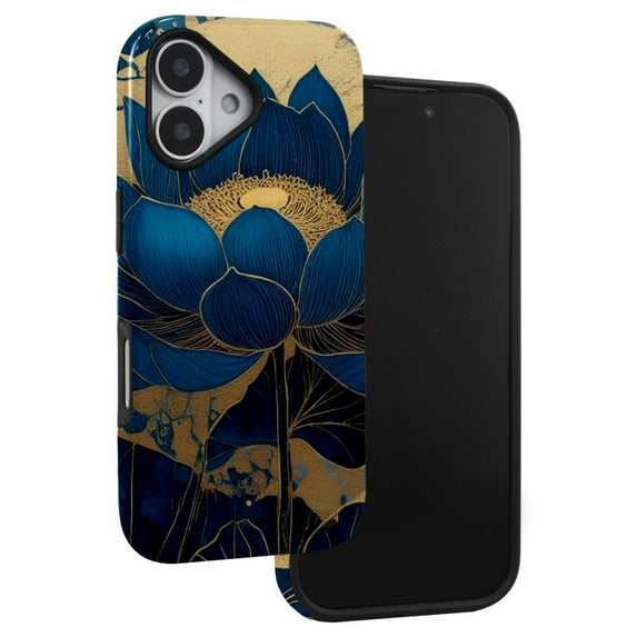 EVANLinism Ink Blue Gold Edged Water Lily phone case for Iphone 17 ...