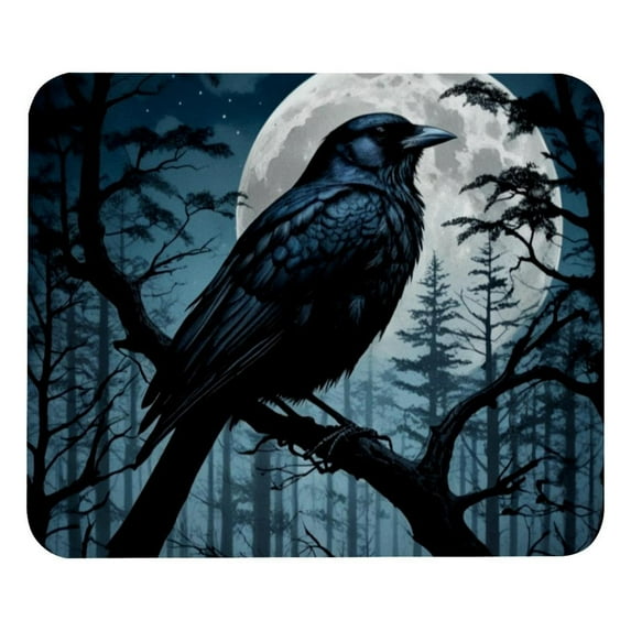 EVANLinism Misty Forest Crow Mouse Pad Square Washable Mousepad Anti ...