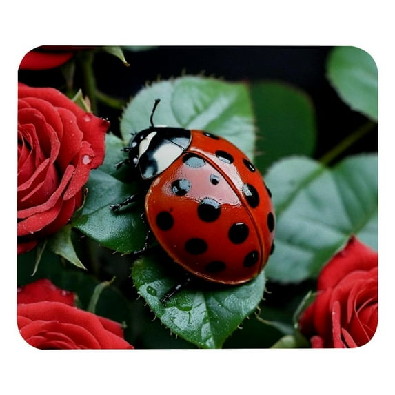 EVANLinism Red Rose Ladybug Mouse Pad Square Washable Mousepad Anti ...