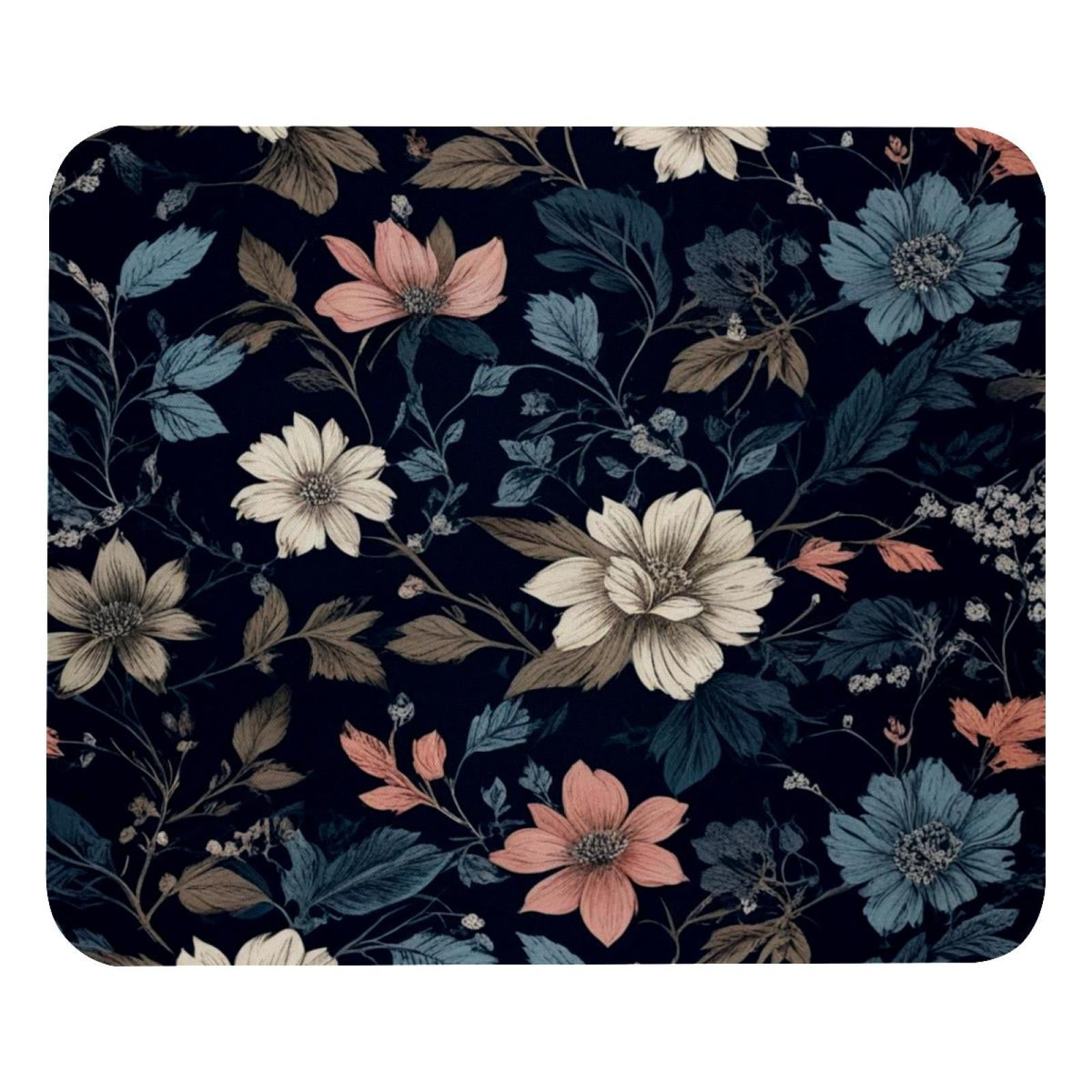 EVANLinism Warm White Powder Blue Flower Mouse Pad Square Washable ...