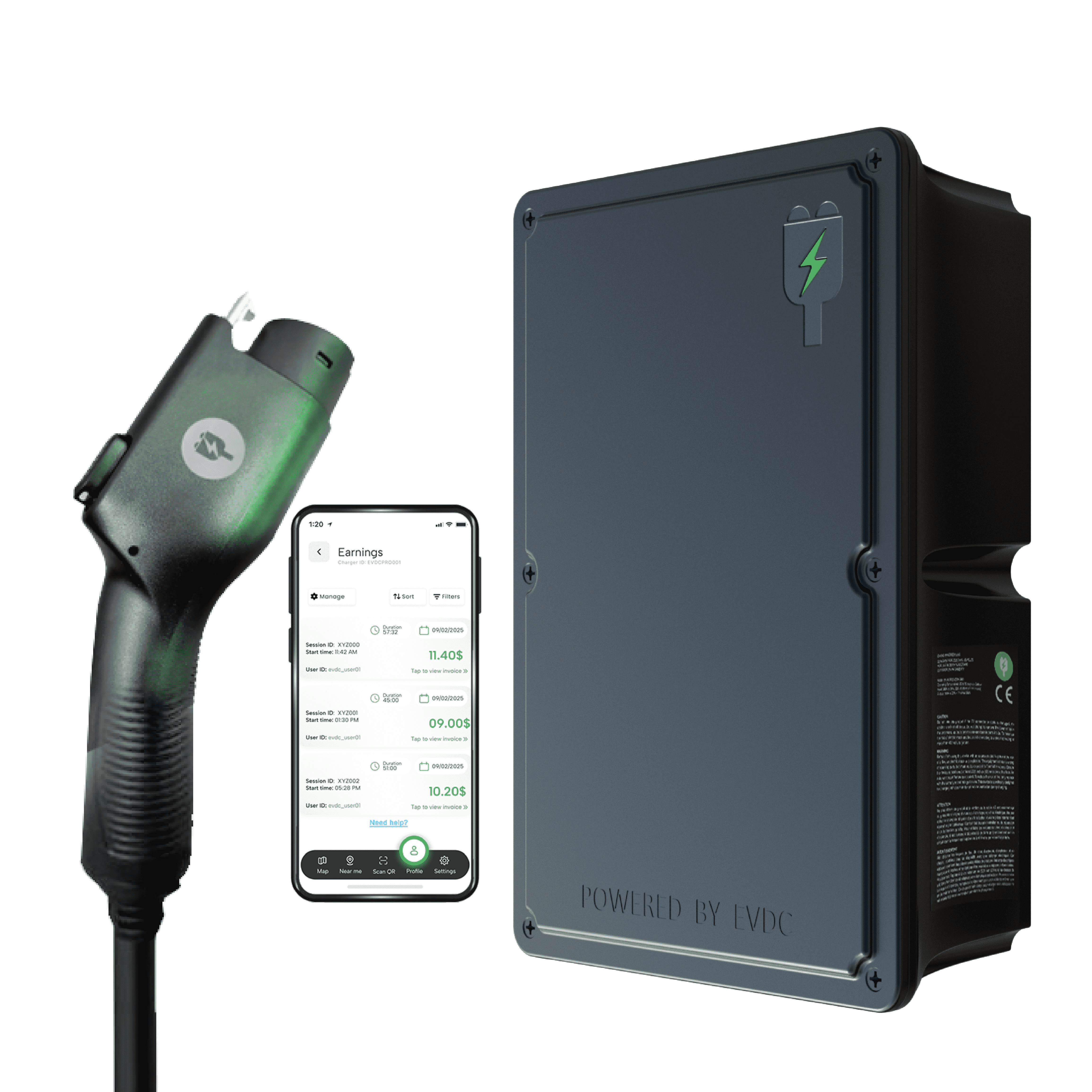 EVDC Pro, 240 V, 48 Amps Level 2 EV Vehicle Charging Station with All ...