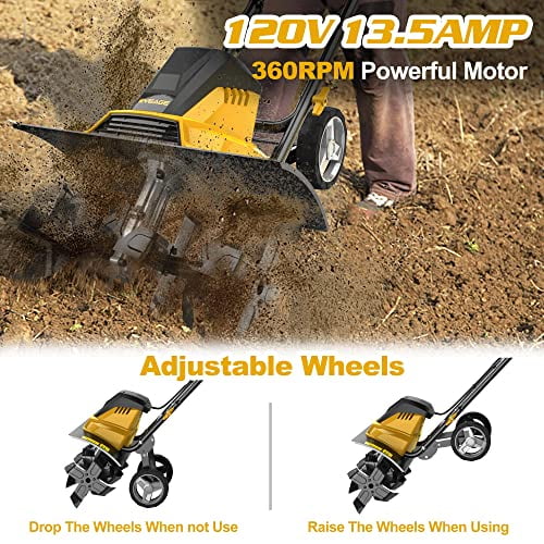 EVEAGE Electric Tiller for Garden, 18 Inch Power Tillers and ...