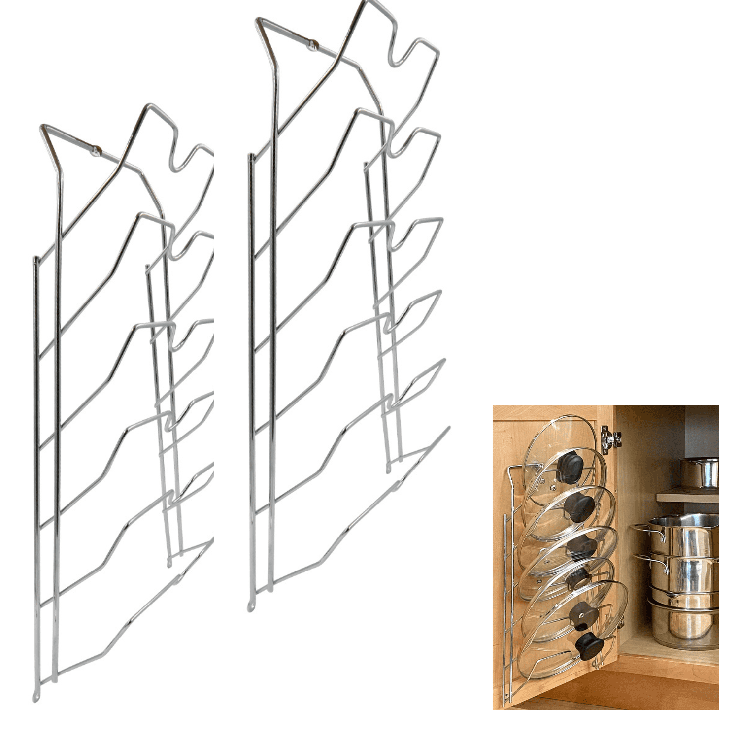 EVELOTS Set of 2, 6 Pot Lid Organizer for Kitchen Cabinet & Pantry ...