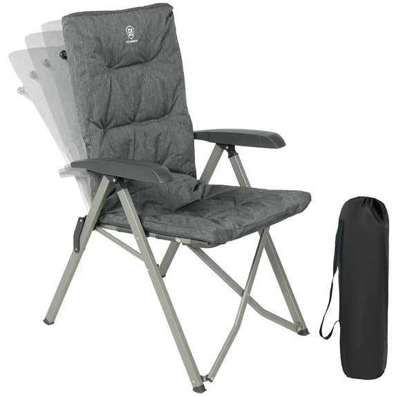 EVER ADVANCED Folding Recliner Camping Chair with Adjustable High Back ...