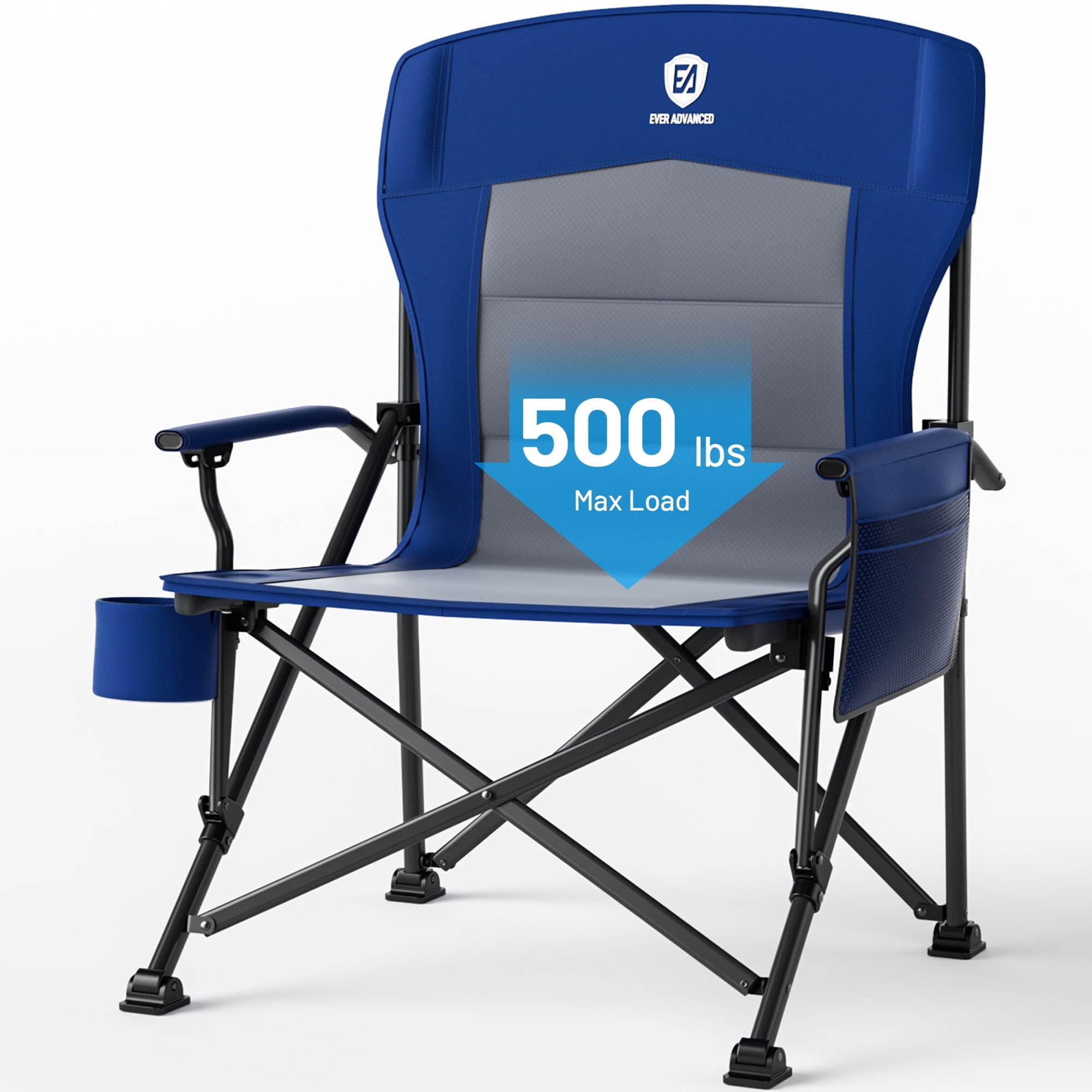 EVER ADVANCED Oversized Folding Camping Chair, High Back Lawn Chair for ...