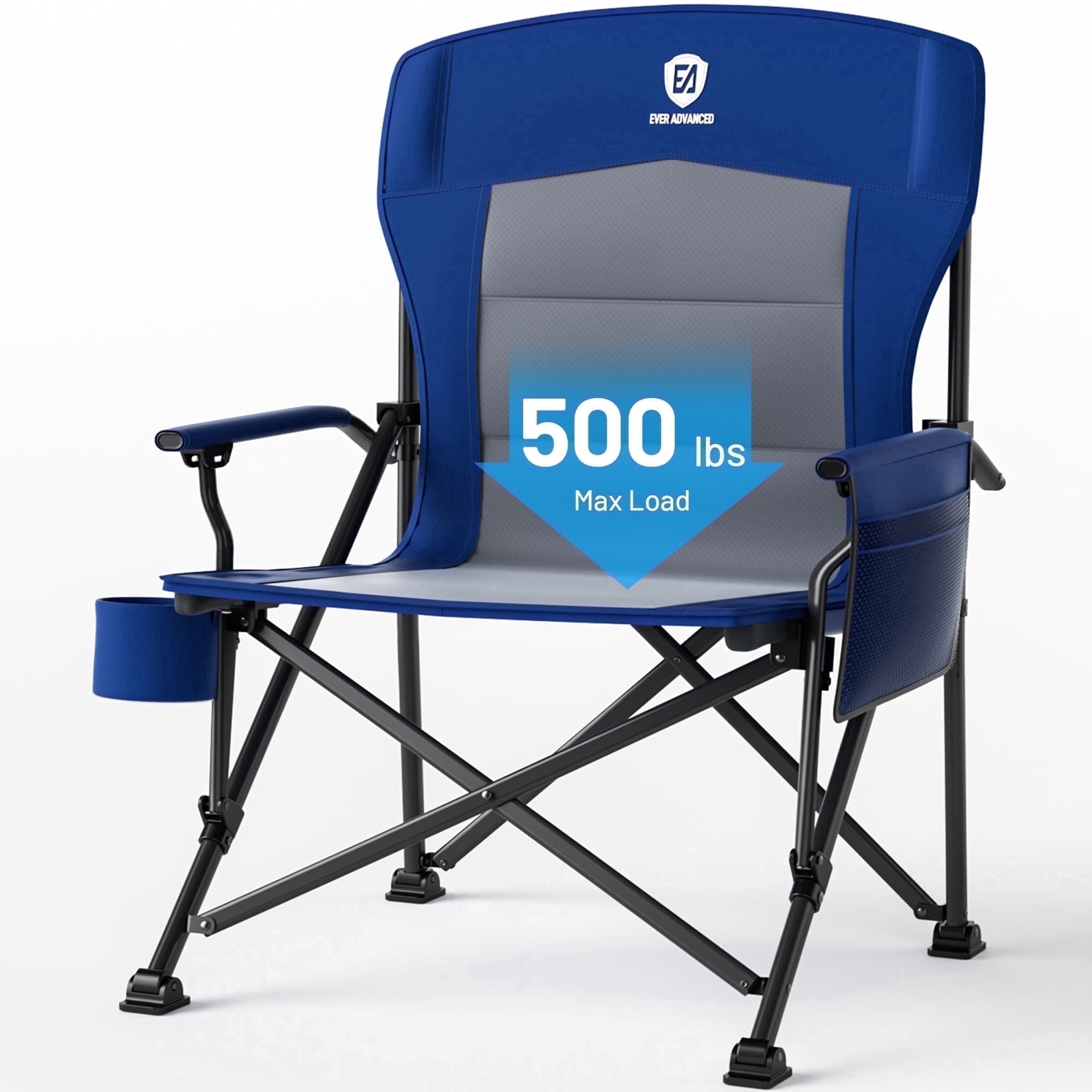 EVER ADVANCED Oversized Folding Camping Chair, High Back Lawn Chair for ...