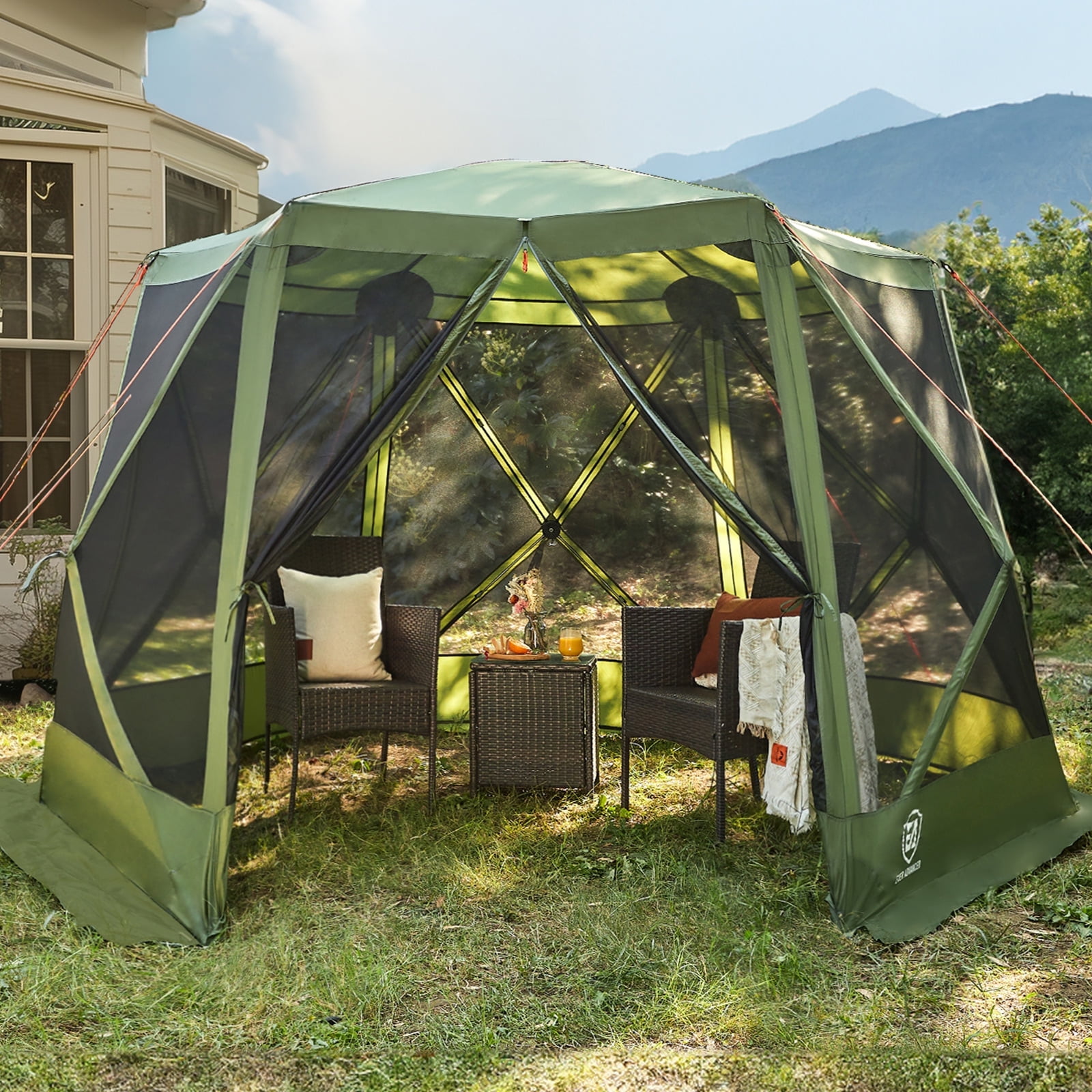 EVER ADVANCED 11.5ft Waterproof Pop-Up Screen House, 6-Person Camping ...