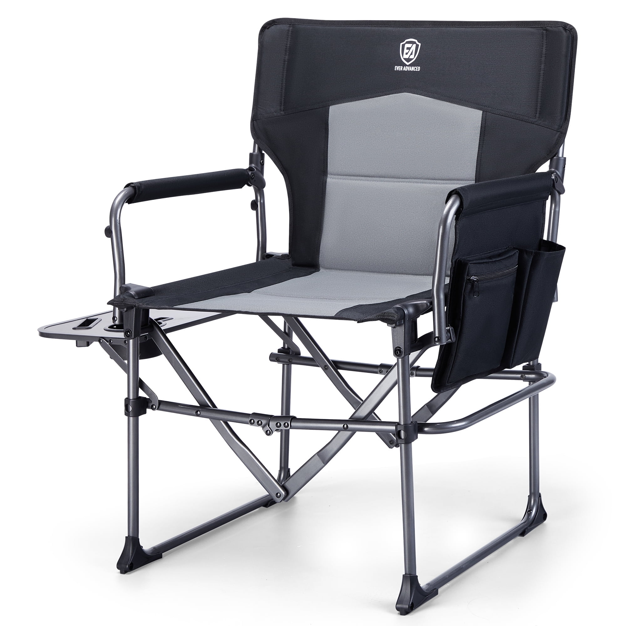 EVER ADVANCED Portable Camping Chair with Side Table, Folding Directors ...